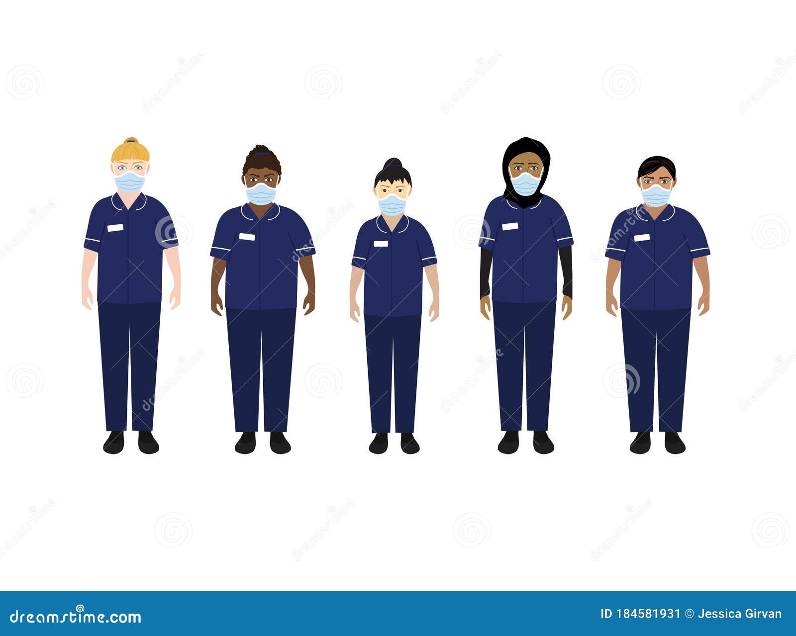 NHS Nurses Wearing Face Masks Stock Vector - Illustration of nurse ...
