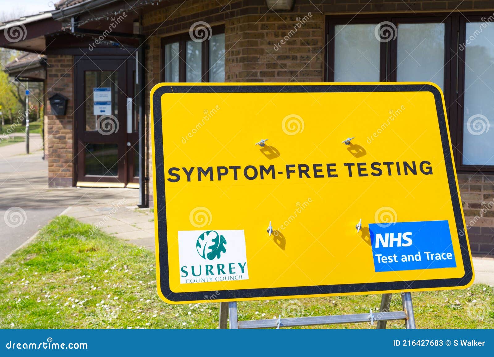 Covid-19. Symptom Free Testing Sign, Outside Test Centre. Editorial ...