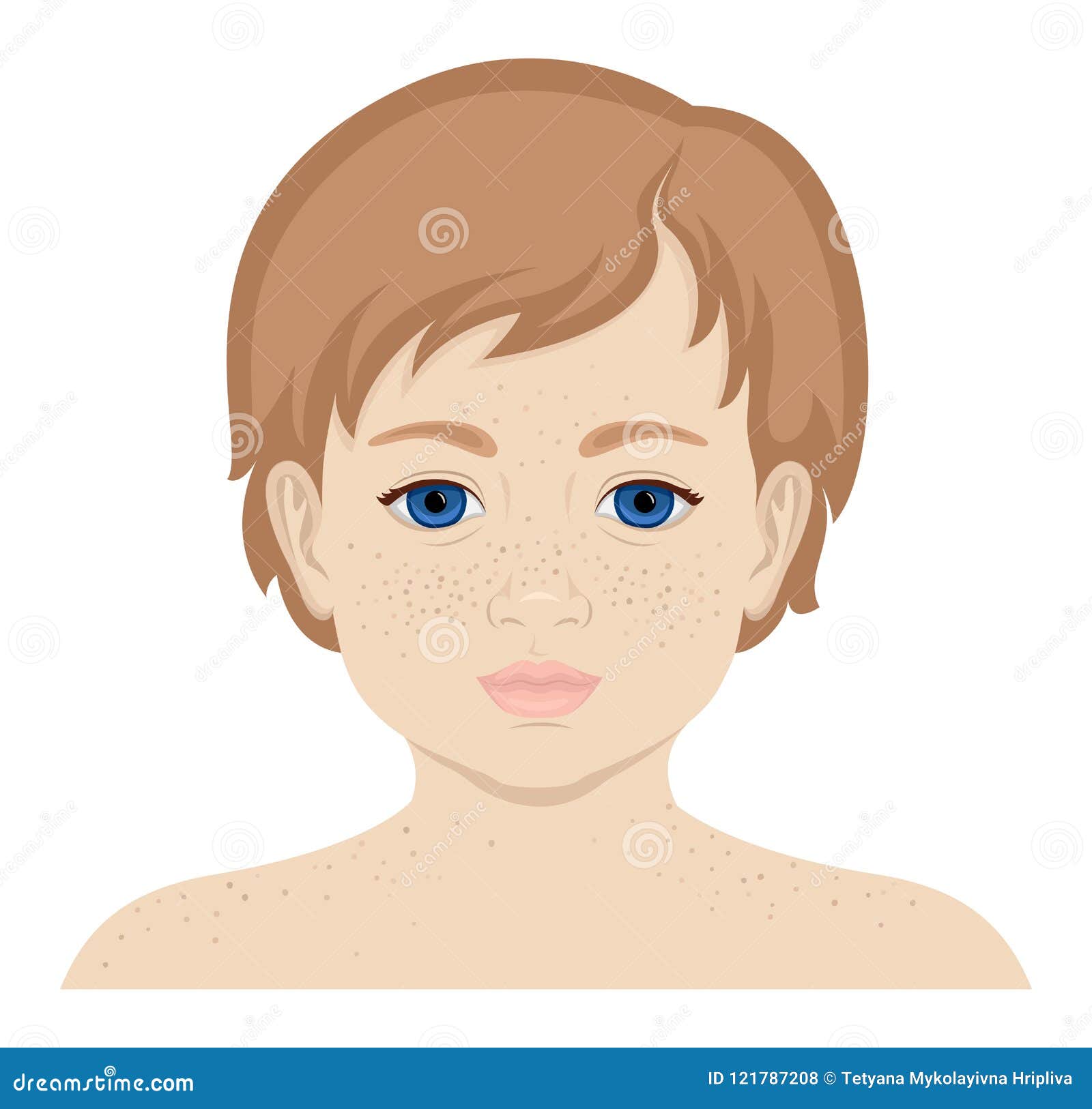 Niña con las pecas ilustración del vector. Ilustración de lindo - 121787208