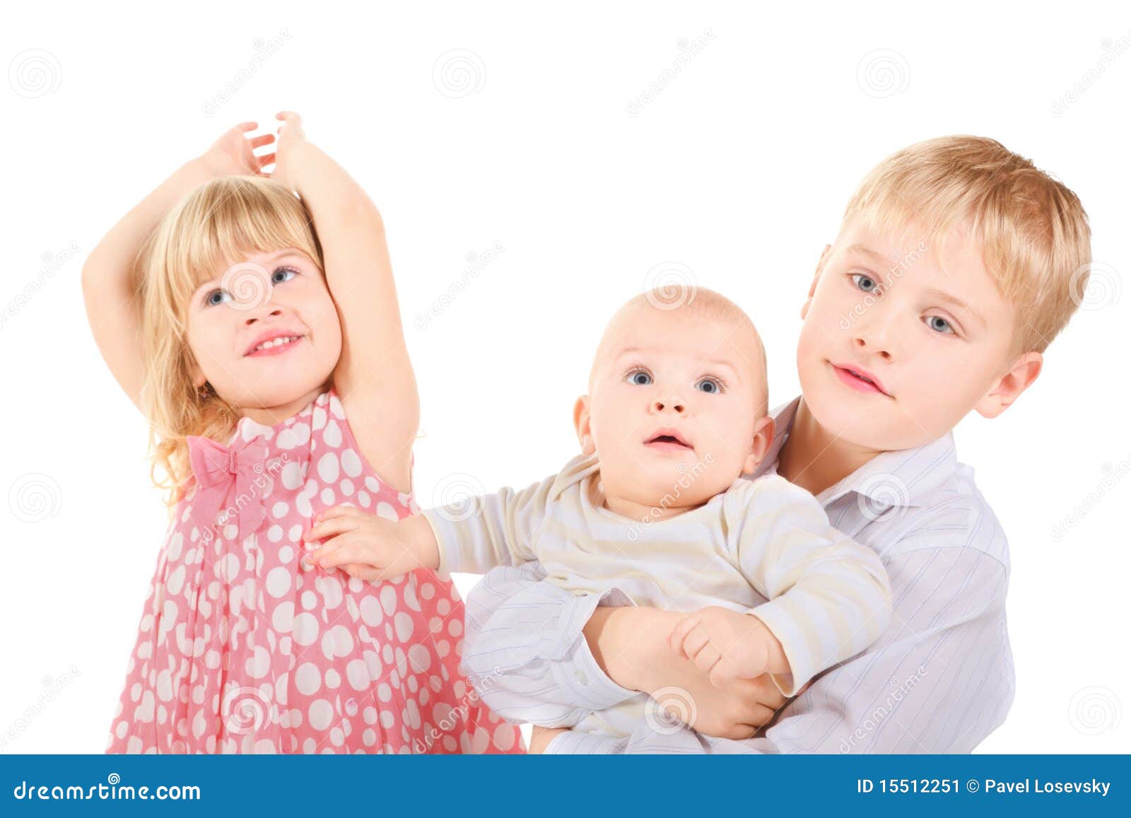 Niña, Niño Pequeño Y Bebé Alegres. Imagen de archivo - Imagen de ...