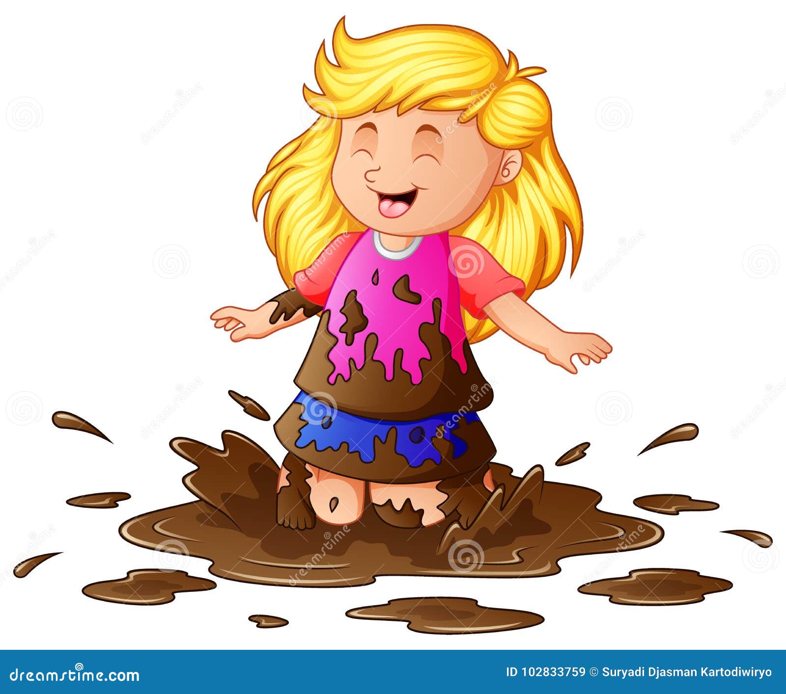 Niña que juega en el fango ilustración del vector. Ilustración de ...