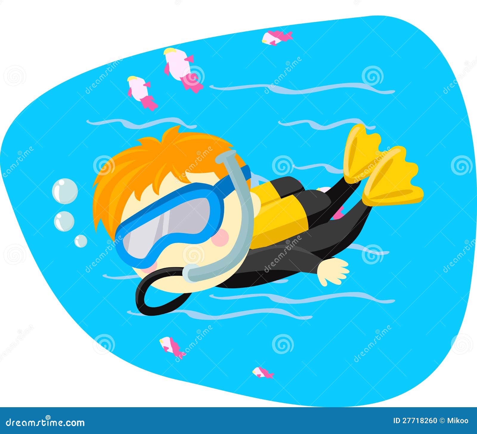 Niño Del Buceo Con Escafandra Ilustración del Vector - Ilustración de ...