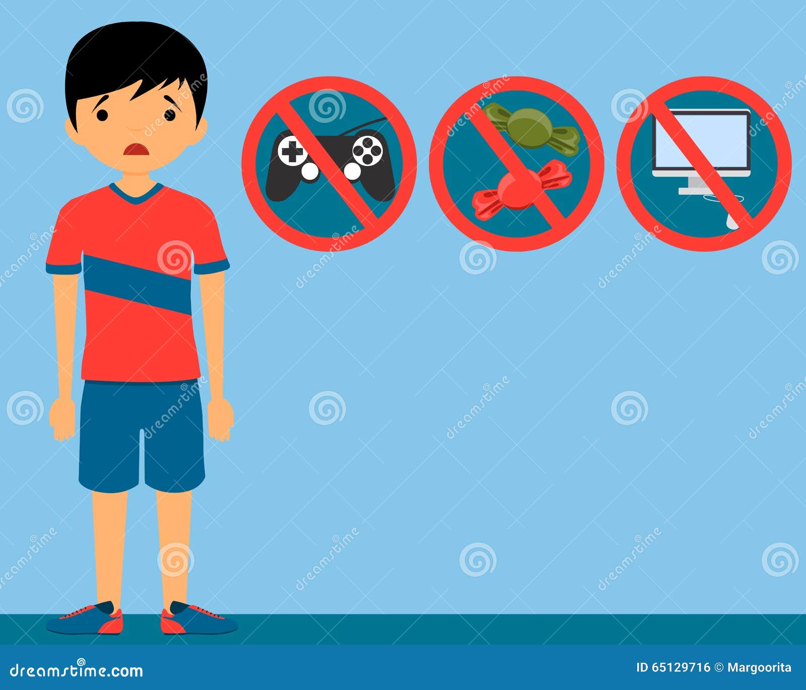 Niño del castigo ilustración del vector. Ilustración de azul - 65129716