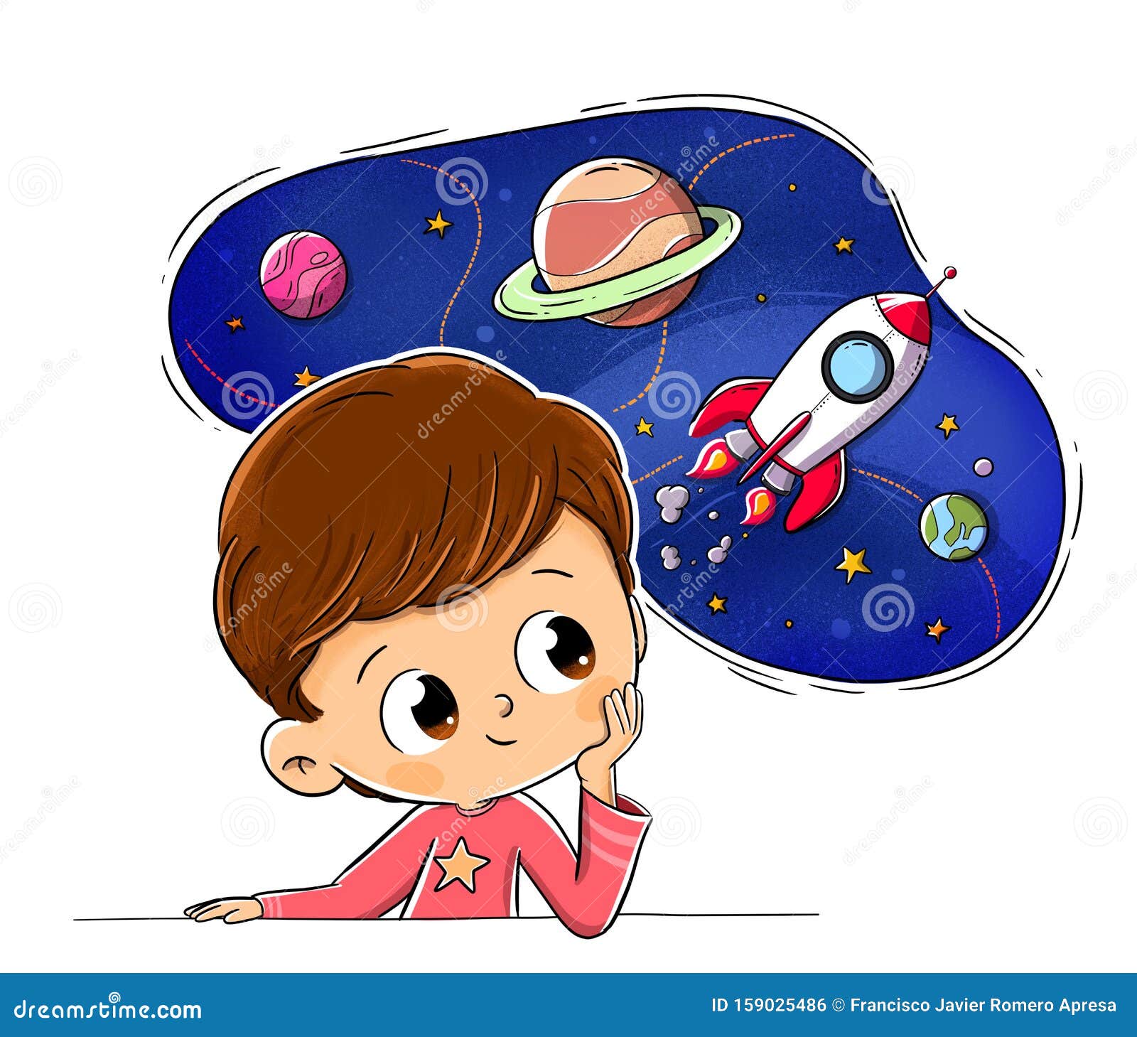 NiÃ±o Imaginando Cosas Desde El Espacio Stock de ilustración ...