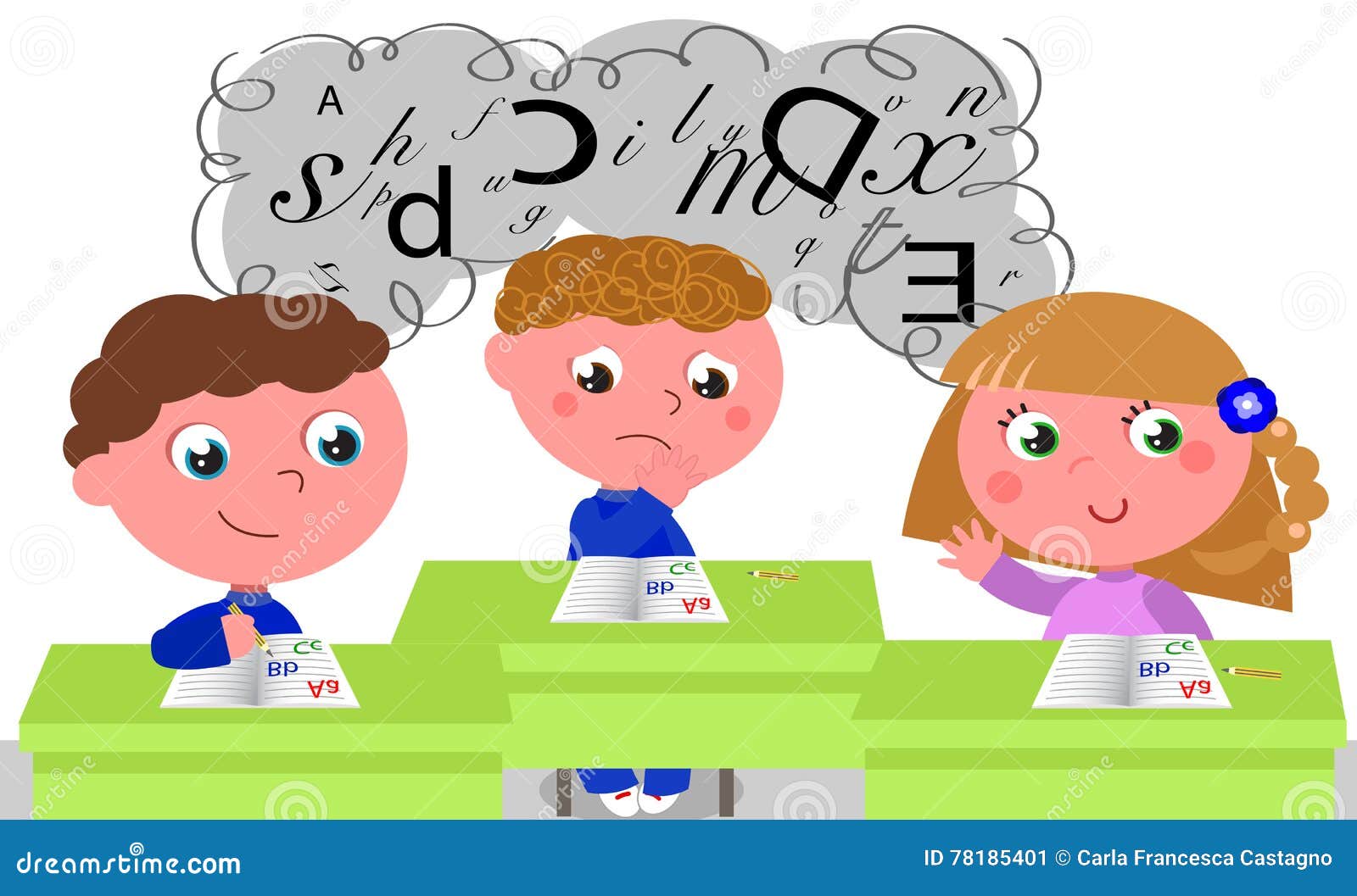 Niños Con Dificultades De Aprendizaje Ilustración del Vector ...