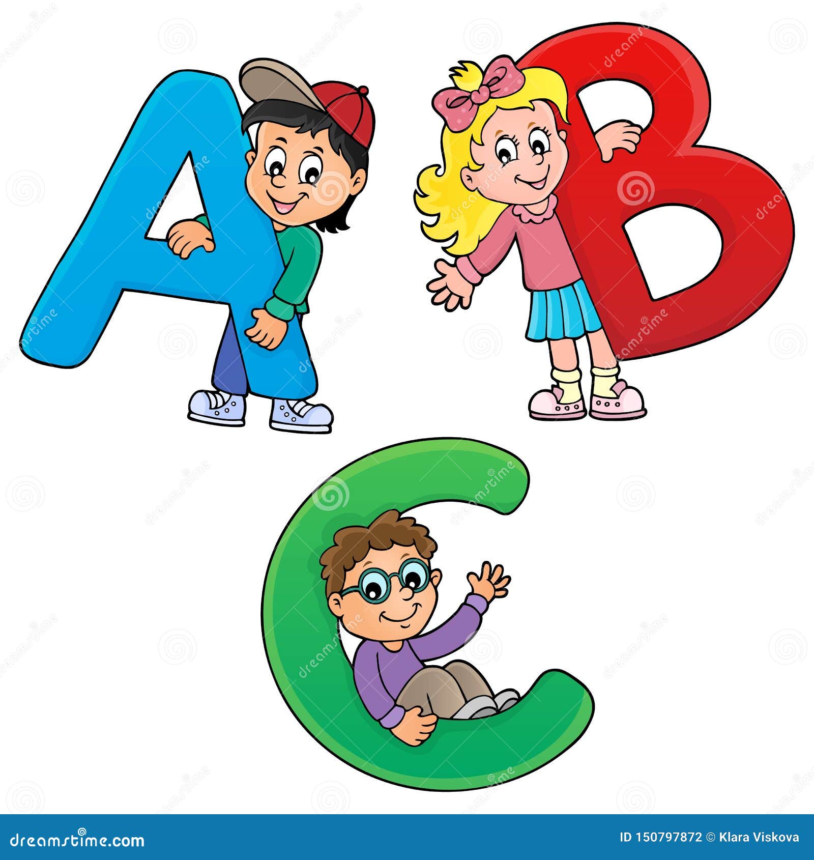 Niños Con El Tema 1 De ABC De Las Letras Ilustración del Vector ...