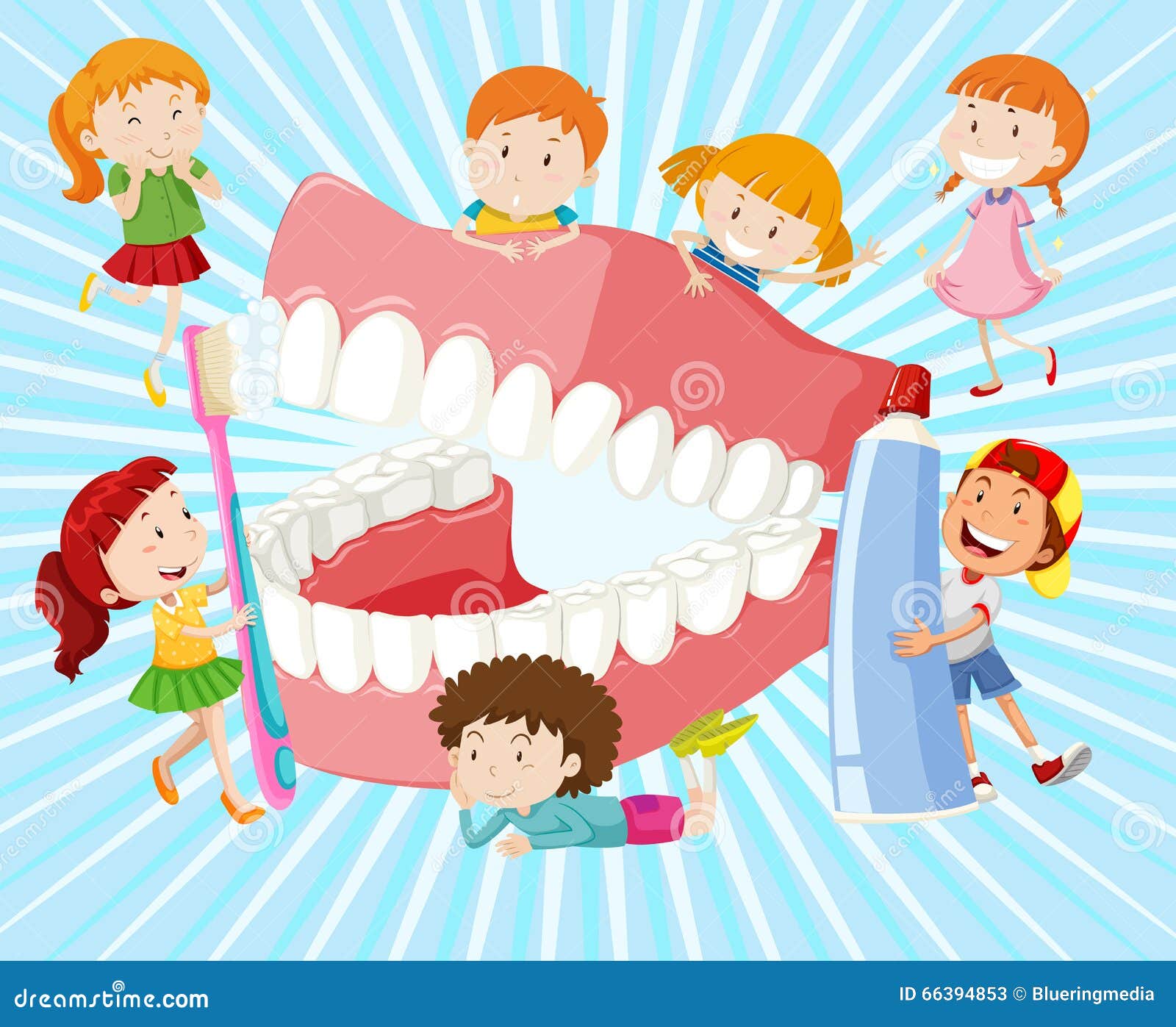 Niños Con Los Dientes Limpios Ilustración del Vector - Ilustración de ...