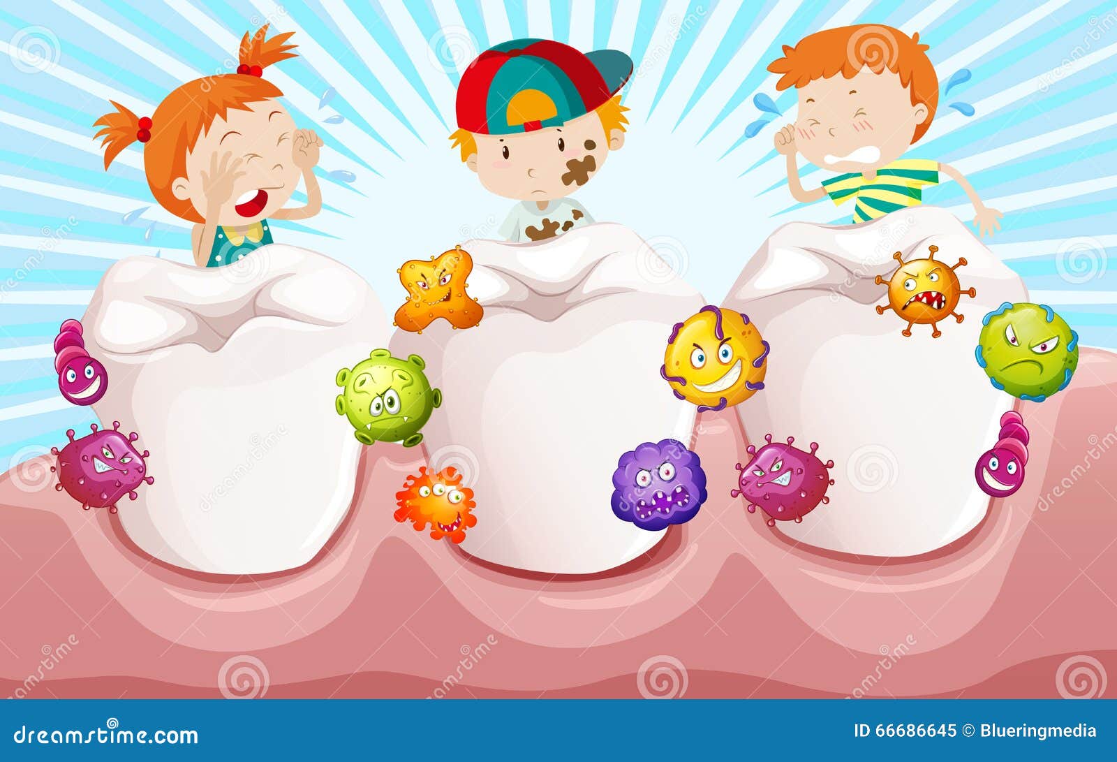 Niños Con Los Dientes Sucios Ilustración del Vector - Ilustración de ...