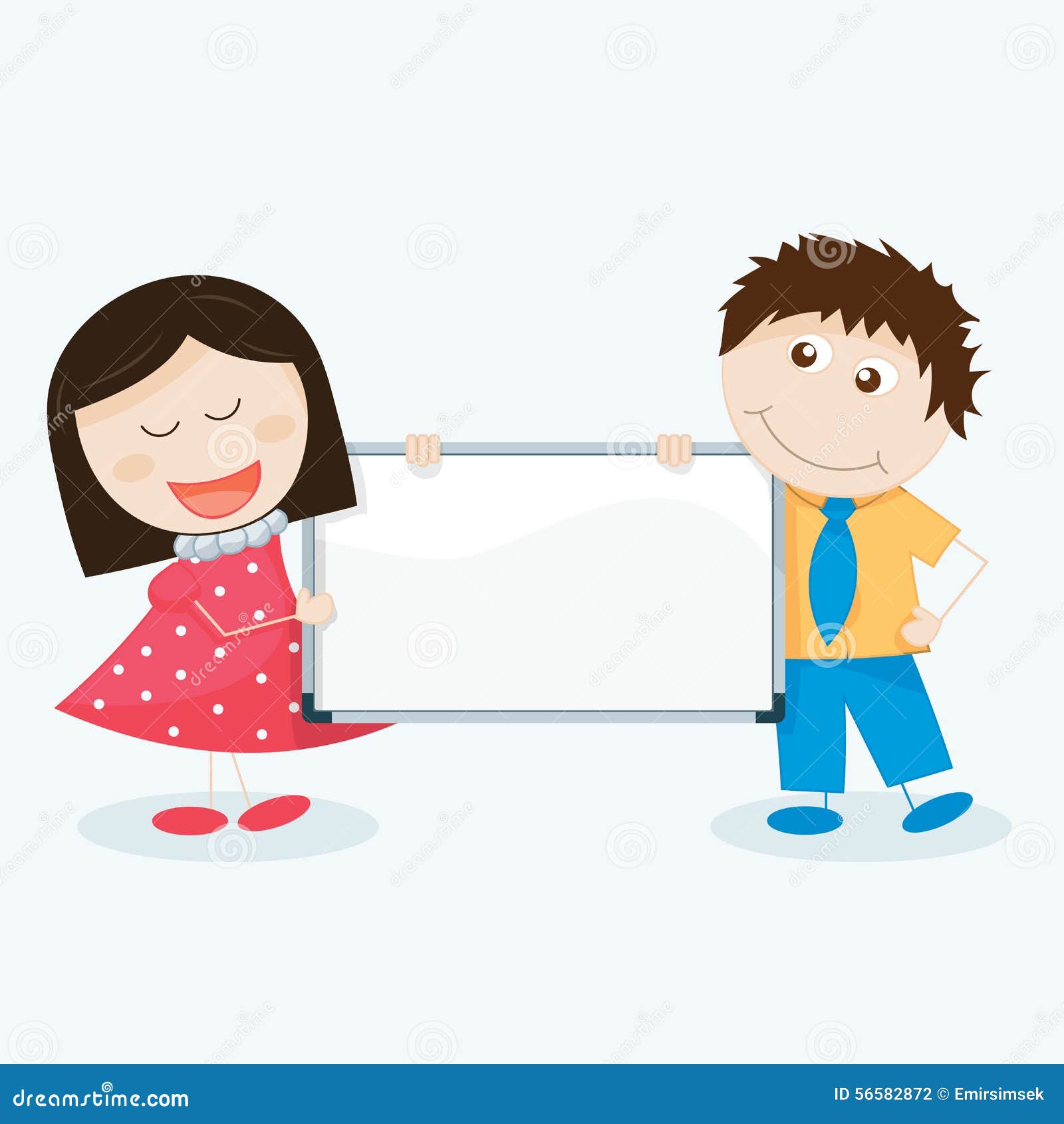 Niños Con Un Letrero En Blanco Ilustración del Vector - Ilustración de ...