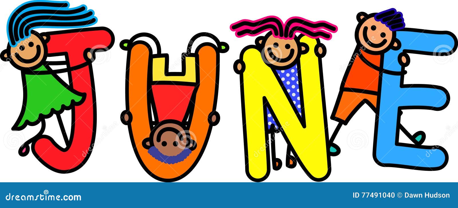Niños de junio stock de ilustración. Ilustración de texto - 77491040