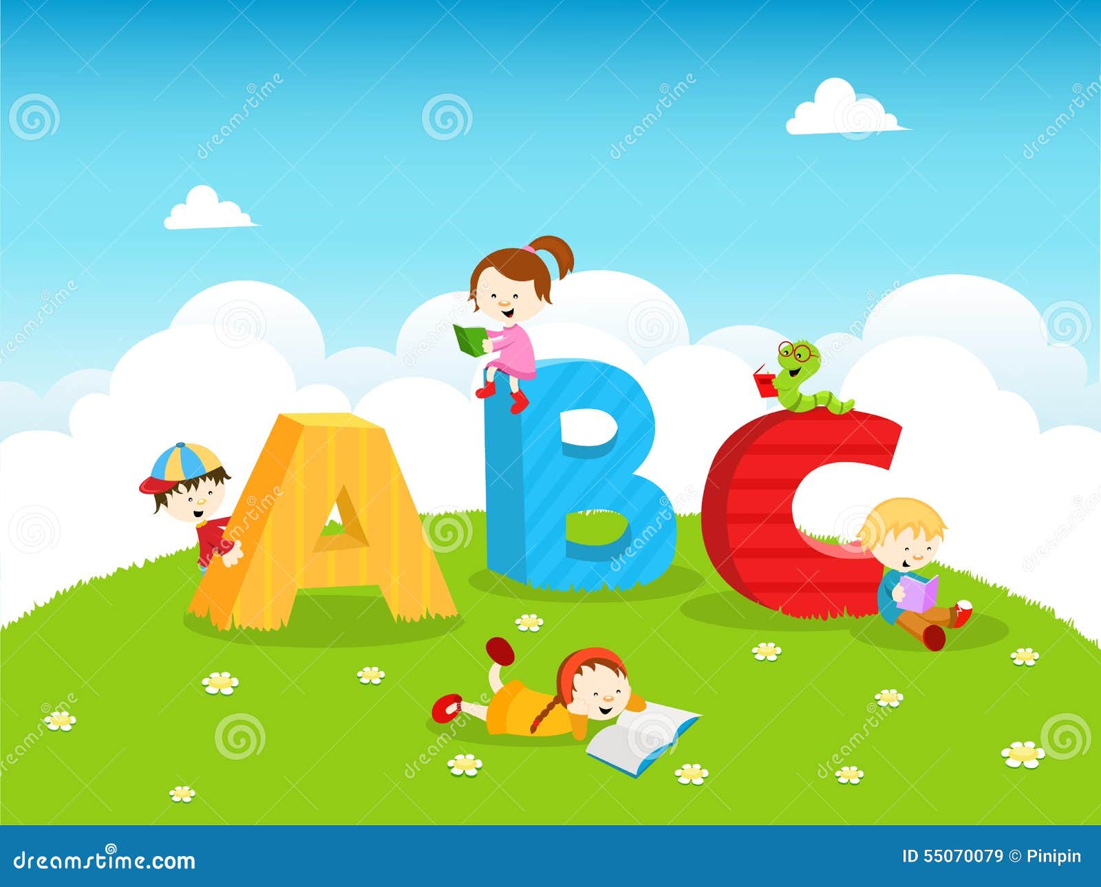 Niños del ABC ilustración del vector. Ilustración de grande - 55070079