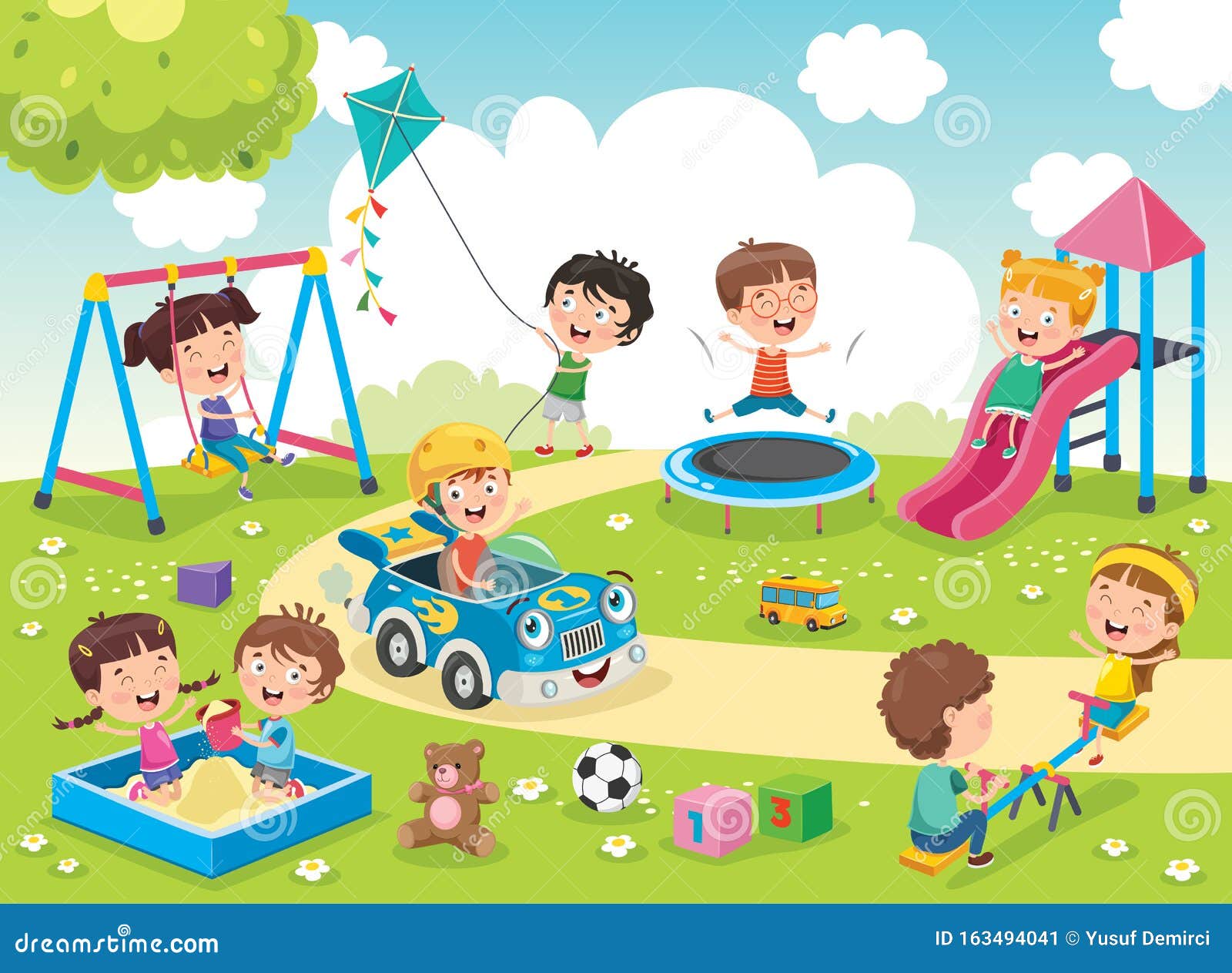 Niños Jugando En El Parque ilustración del vector. Ilustración de ...