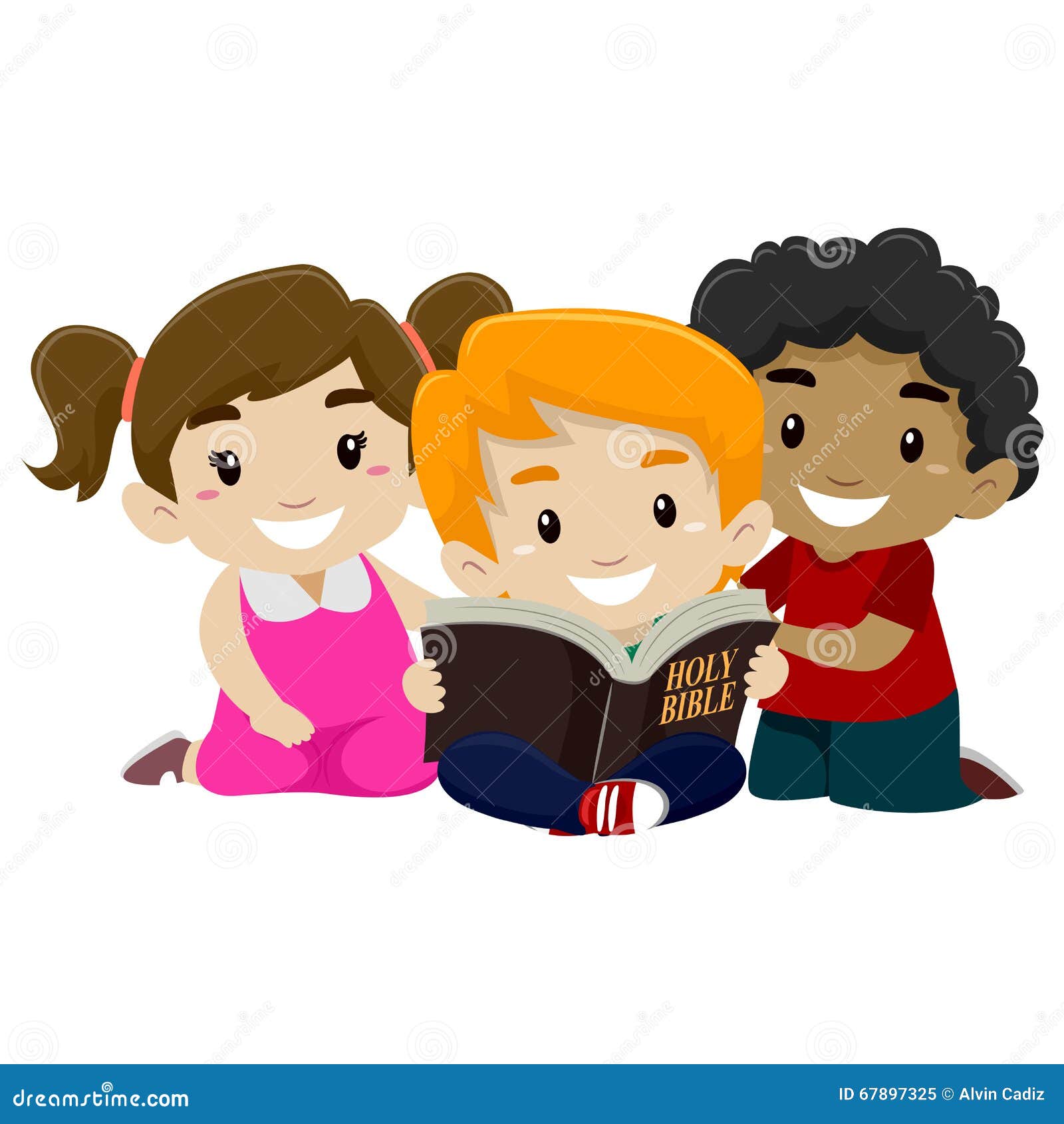 Niños que leen la biblia ilustración del vector. Ilustración de ...