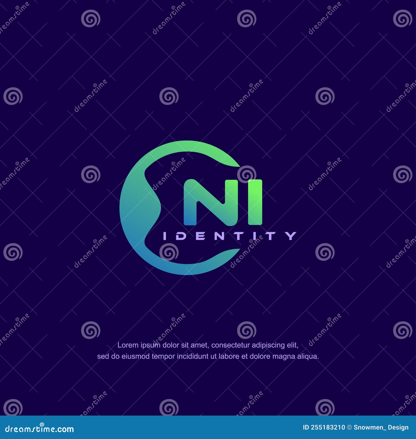 NI Initial Letter Circular Line Logo Template Vector with Gradient ...
