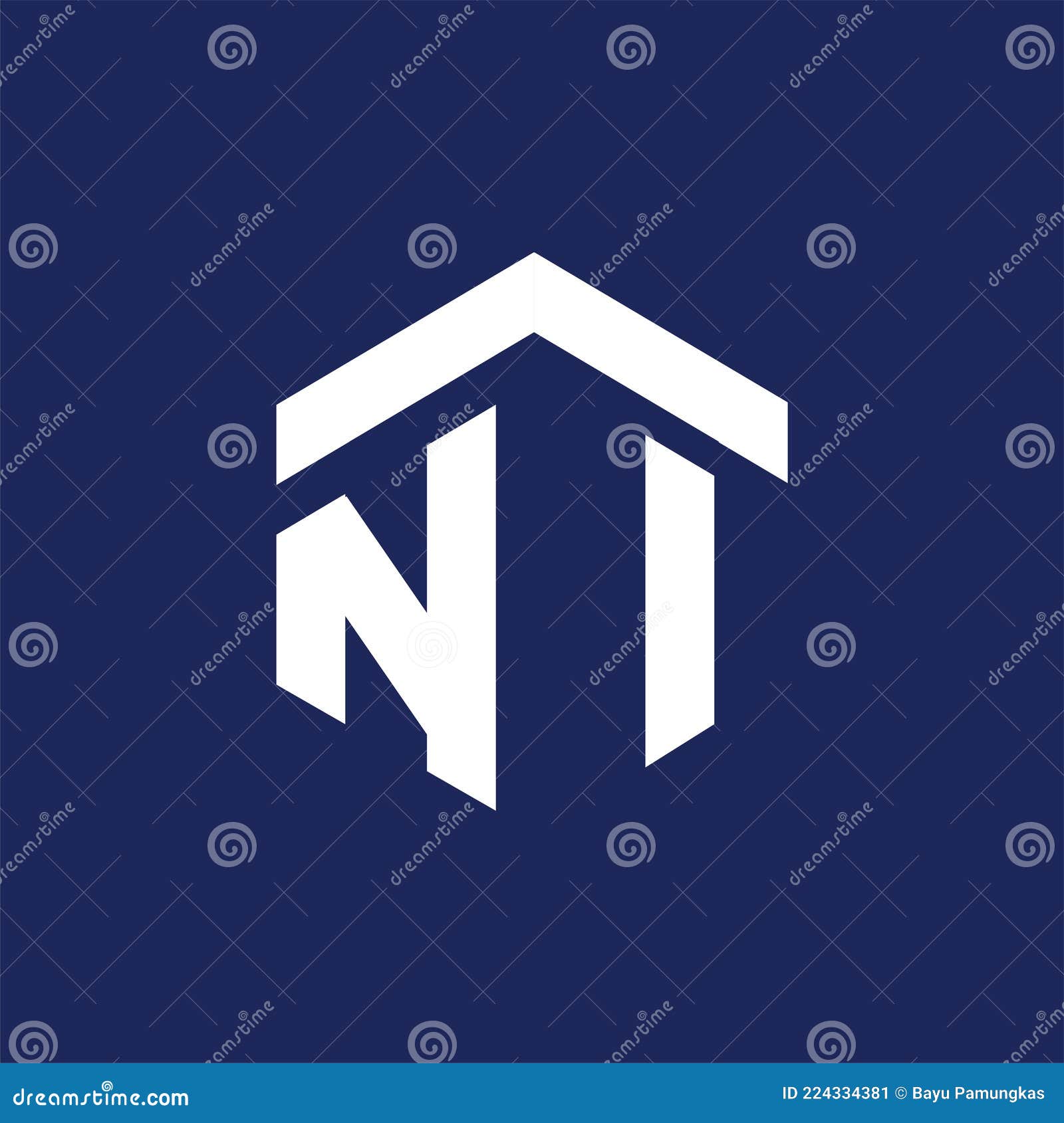 NI Initial Letter Hexagonal Logo Vector | CartoonDealer.com #224334381