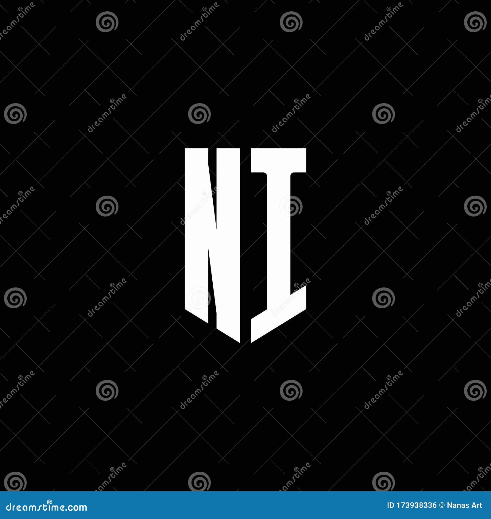 NI Logo Monogram with Emblem Style Isolated on Black Background Stock ...