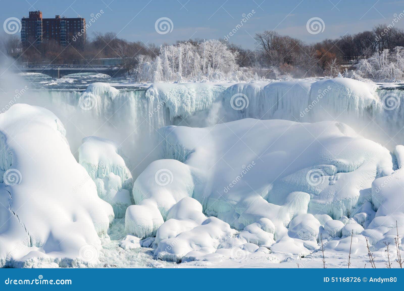 Niagara Falls Covered with Snow and Ice Stock Photo - Image of closeup ...