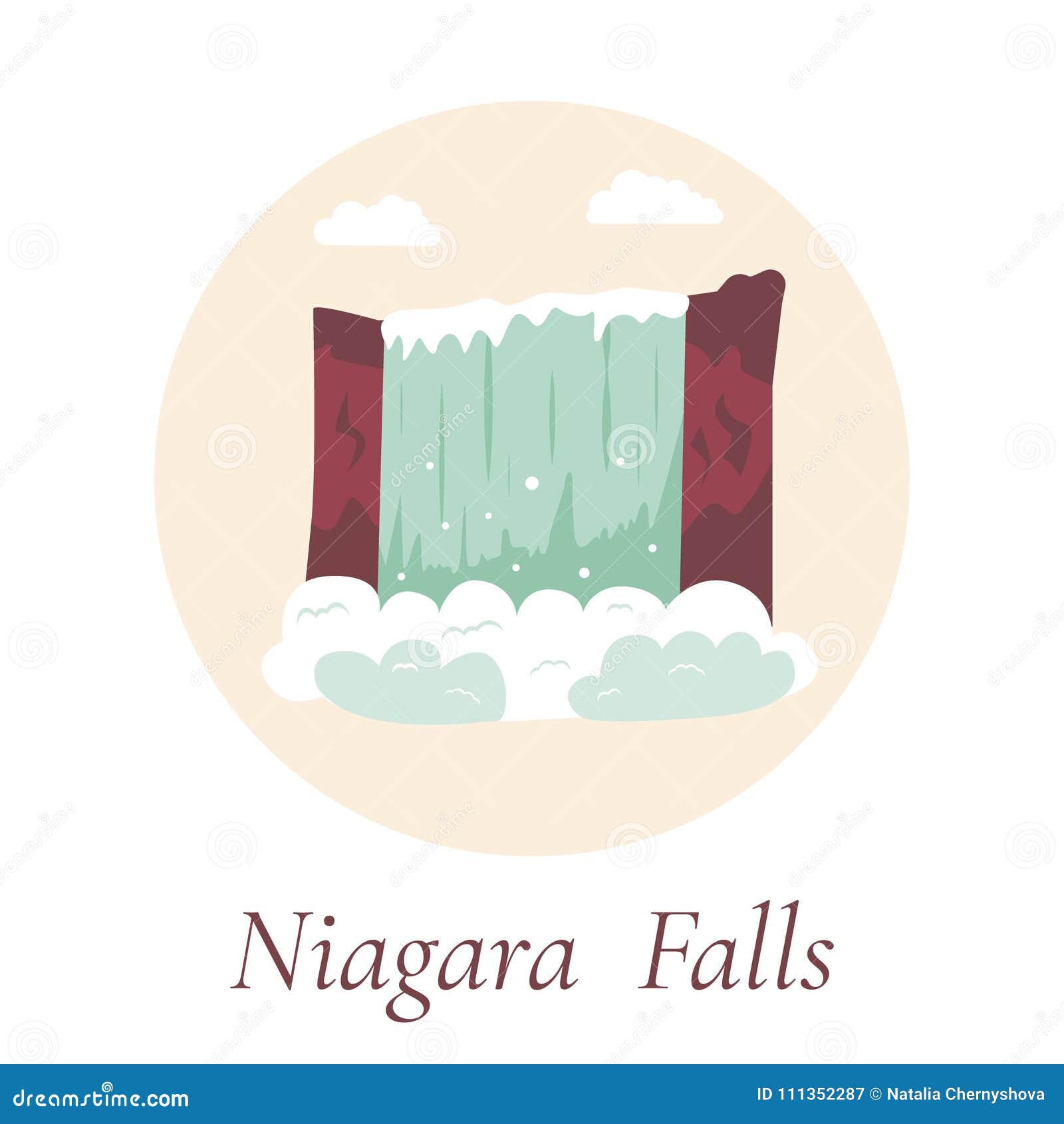 Niagara Falls Skyline, Monochrome Silhouette. Cartoon Vector ...