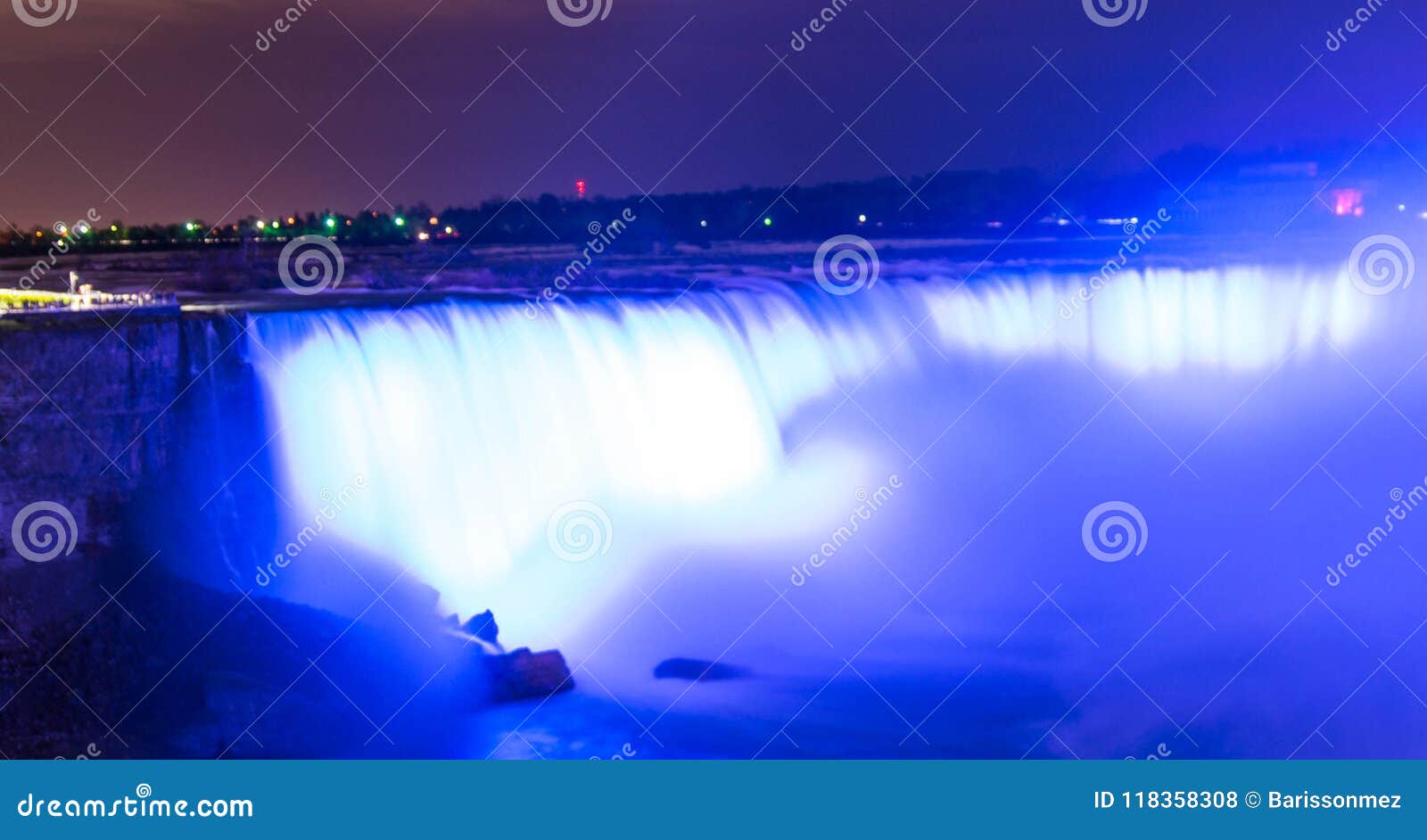 Niagara Falls by night stock photo. Image of dawn, light - 118358308