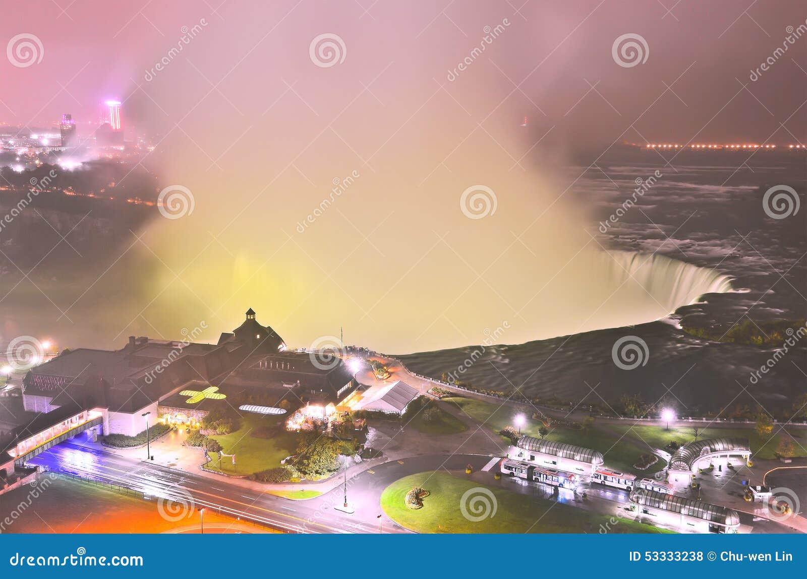 Niagara Falls at night stock photo. Image of night, american - 53333238