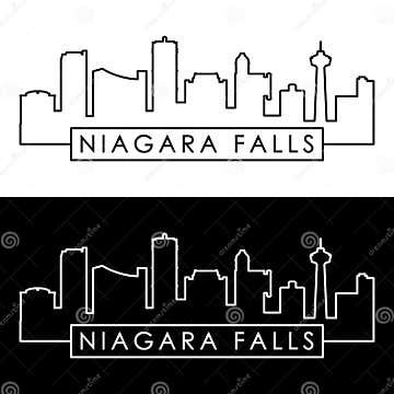 Niagara Falls Skyline. Linear Style Stock Vector - Illustration of ...