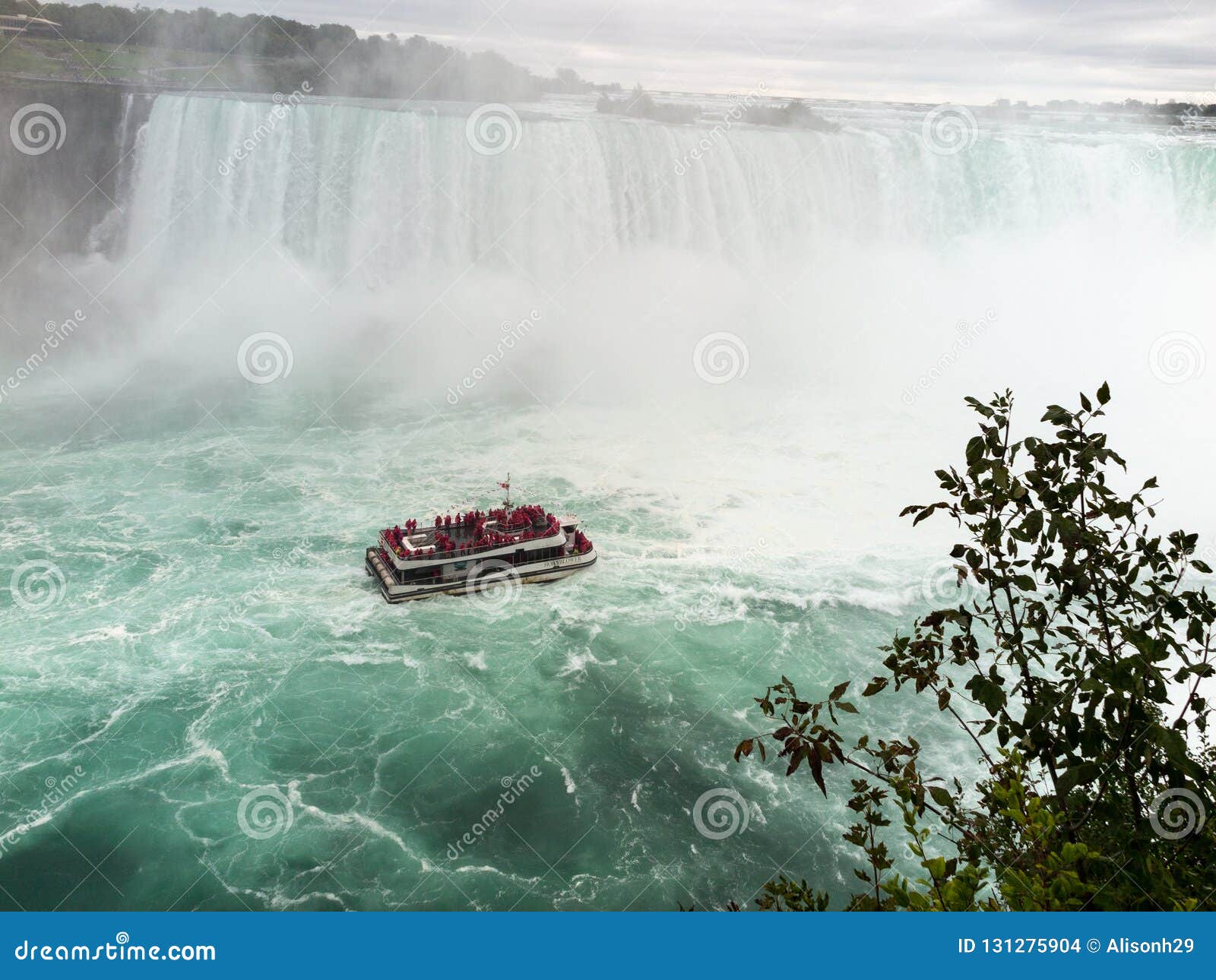 Niagara Falls with Tourist Boat Editorial Stock Image - Image of mist ...