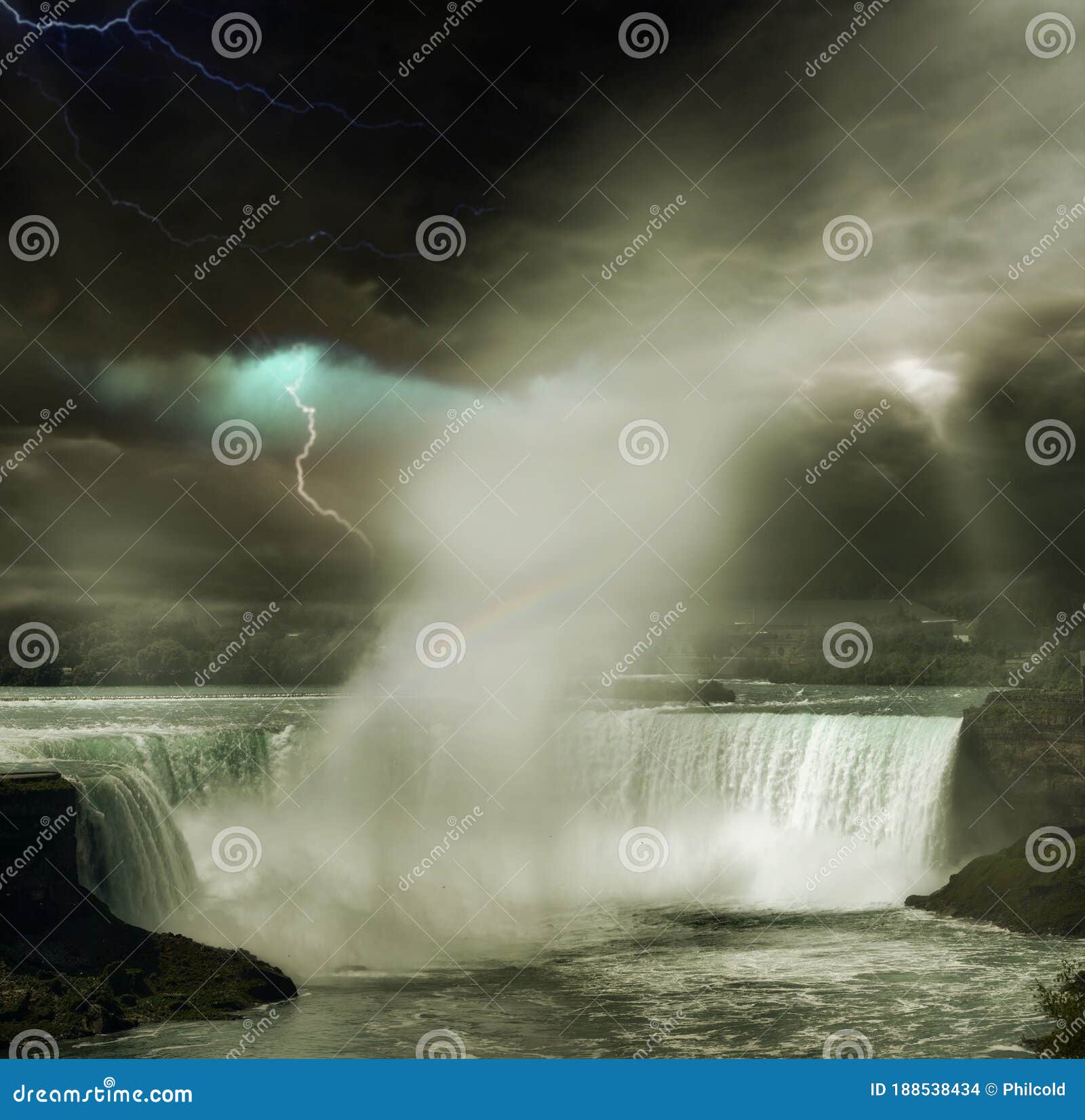 Niagara Falls under storm stock photo. Image of hydro - 188538434