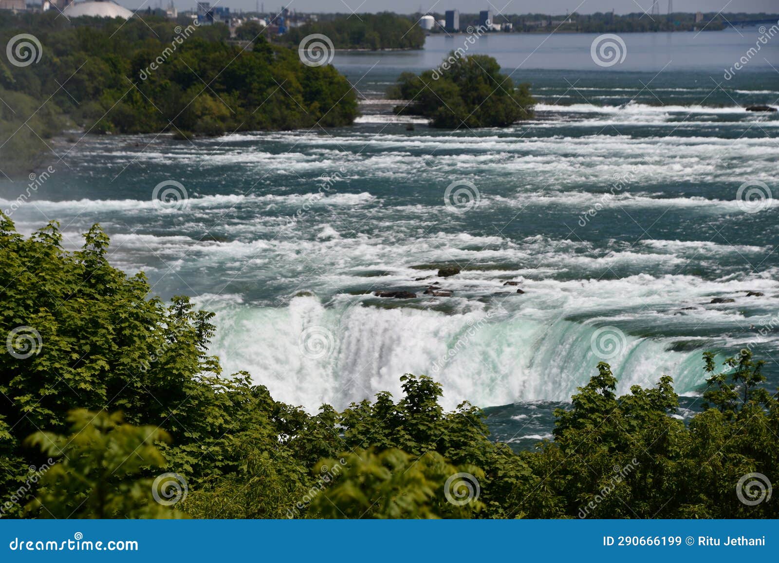 Niagara River and Horseshoe Falls between USA and Canada Stock Image ...