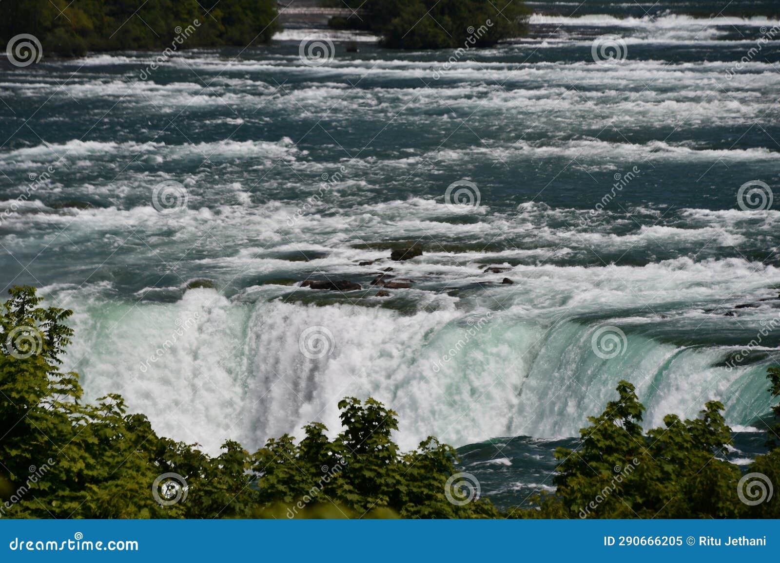 Niagara River and Horseshoe Falls between USA and Canada Stock Image ...