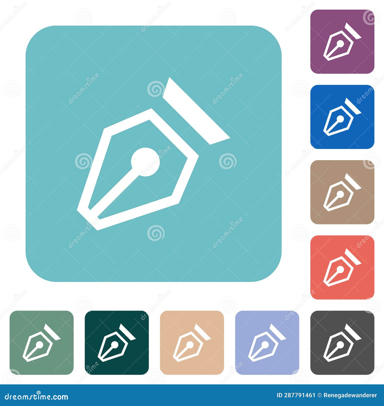 Nib Outline Rounded Square Flat Icons Stock Vector - Illustration of ...
