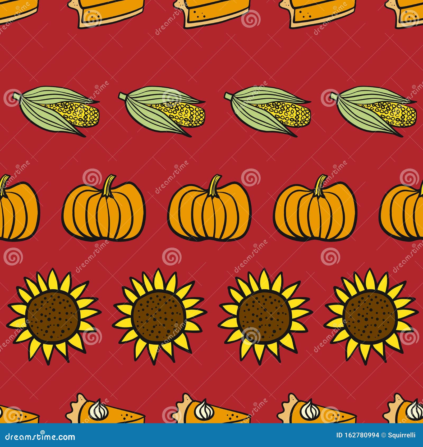 Thanksgiving Fall Autumn Doodle Seamless Repeat Pattern Stock Vector ...