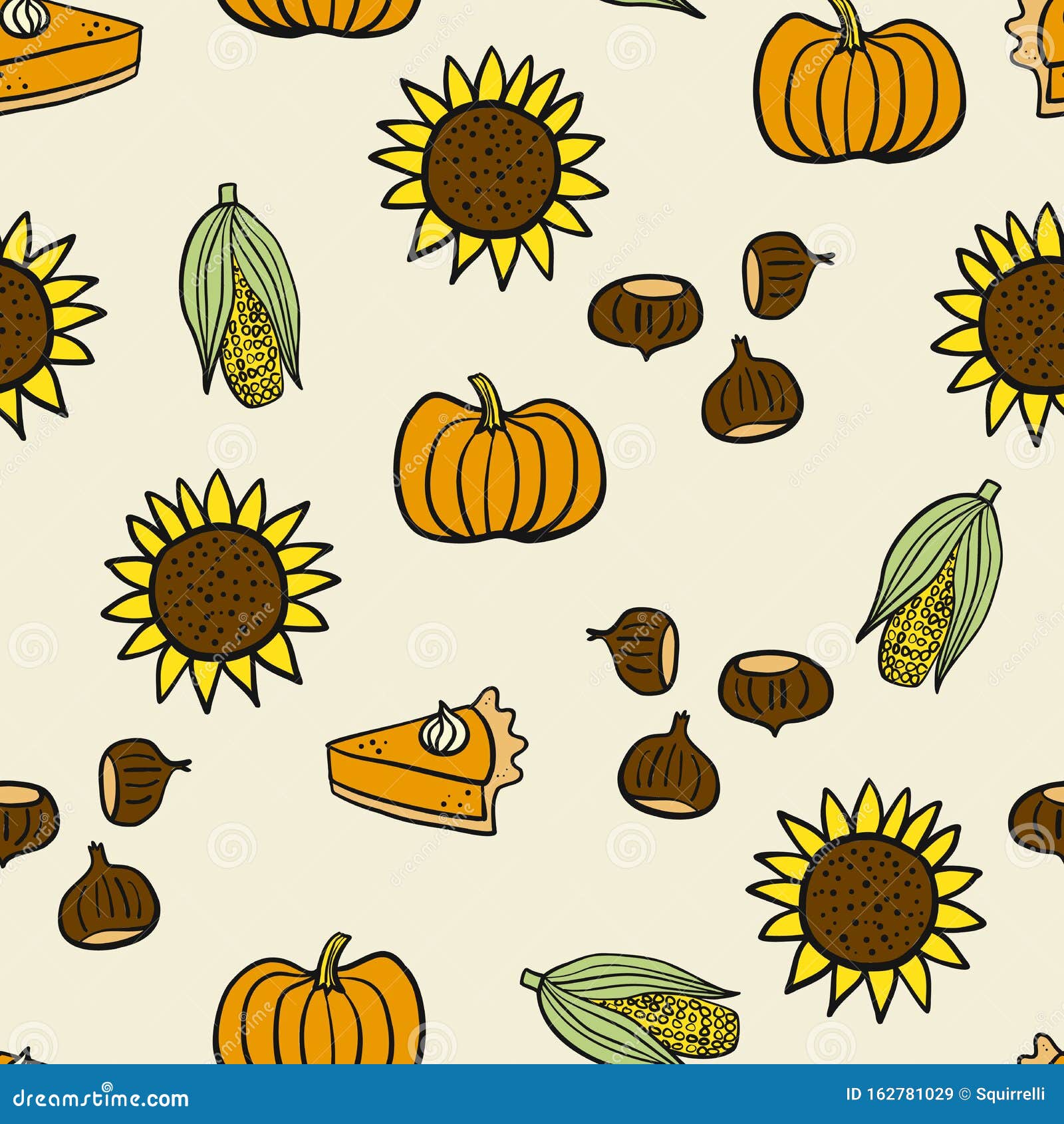 Thanksgiving Fall Autumn Doodle Seamless Repeat Pattern Stock Vector ...