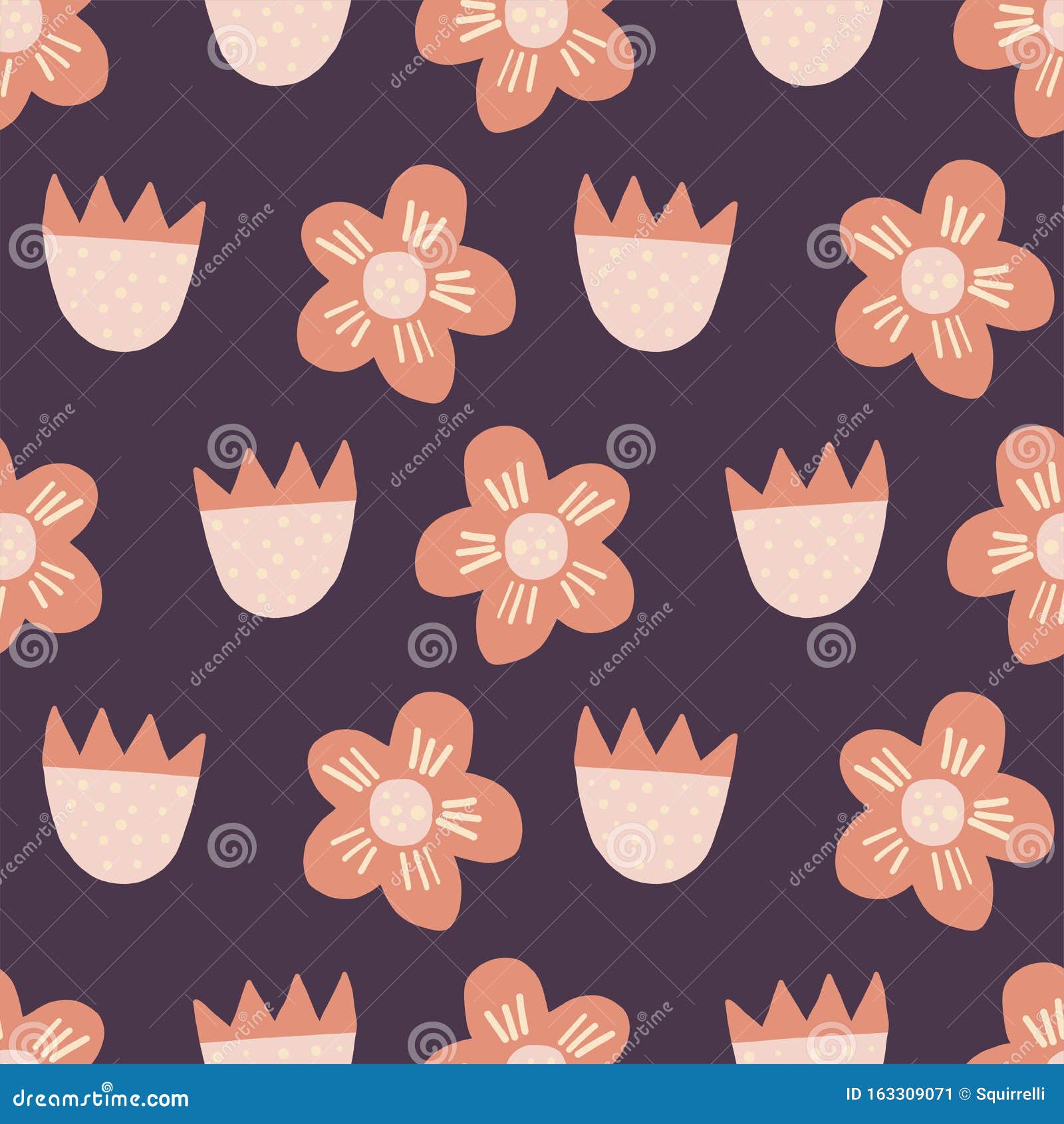 Pastel Retro Simple Flower Pattern Stock Vector - Illustration of ...