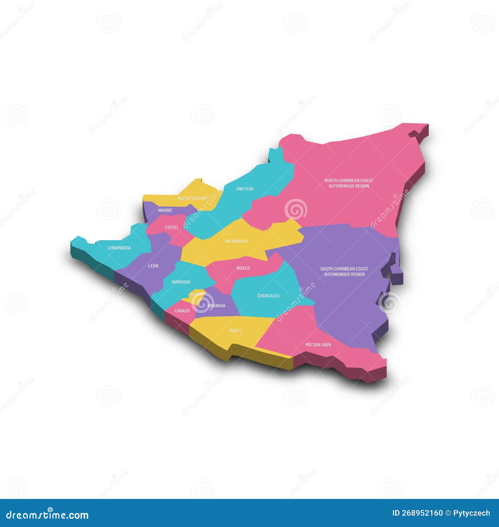 Nicaragua Political Map Of Administrative Divisions Vector Illustration ... Nicaragua Political Map Of Administrative Divisions Vector Illustration ...