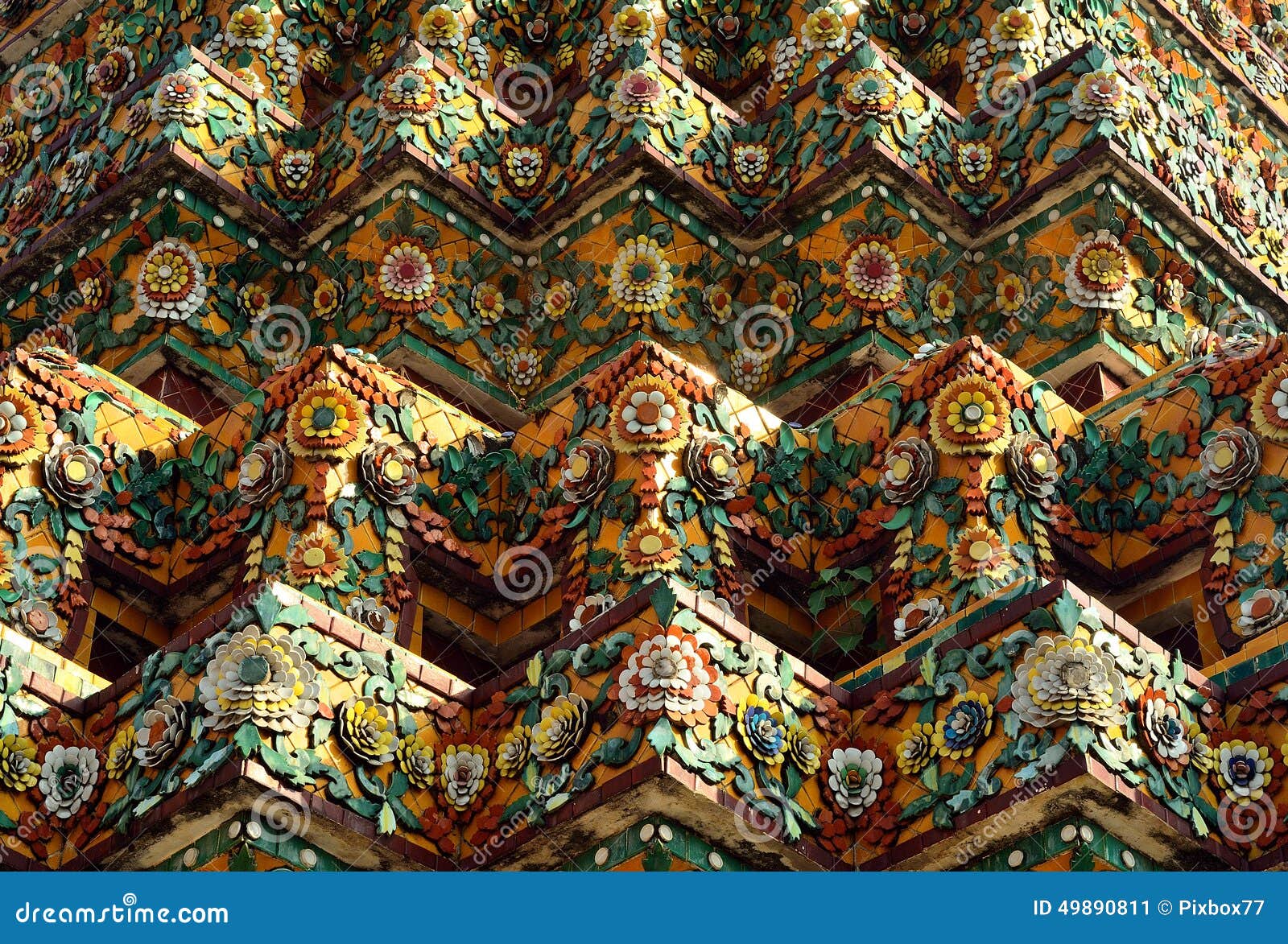 Nice Ancient Art Tile Pattern on Pagoda in Thai Style Stock Image ...