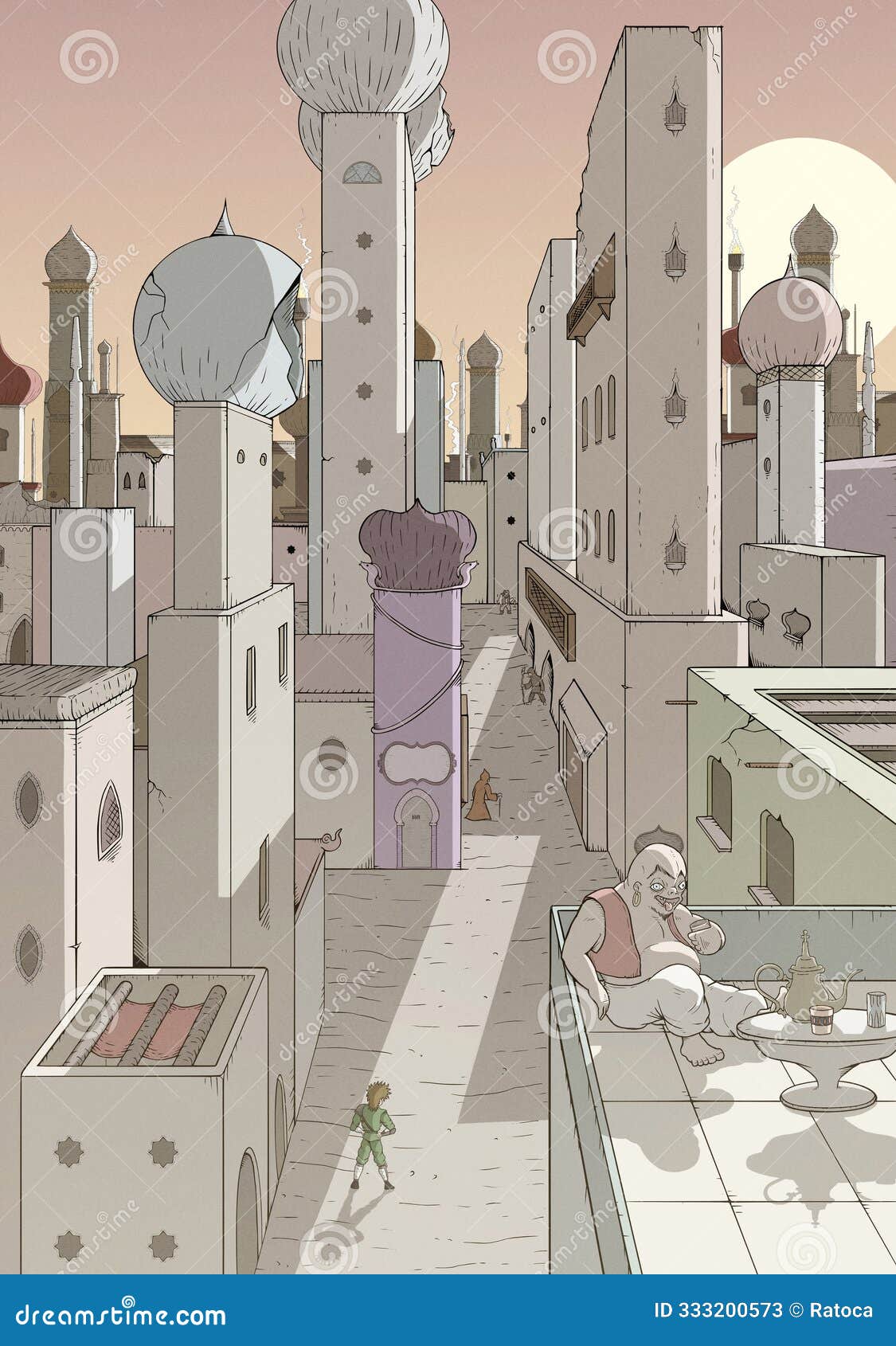 NIce Arabian City Hand Draw Art Stock Illustration - Illustration of ...