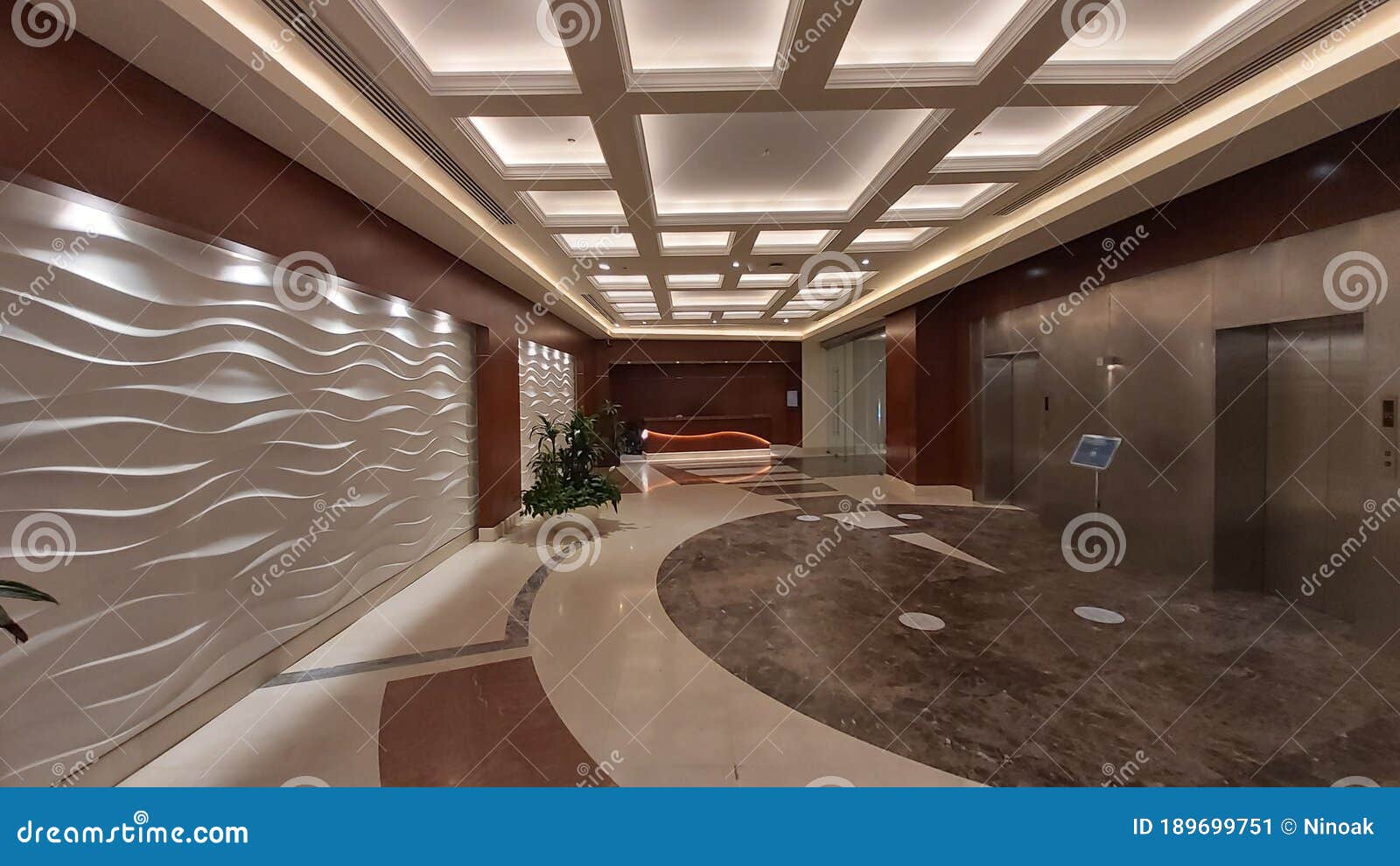Nice Architectural Interior with Marble Floor, Artistic Wall Plastering ...