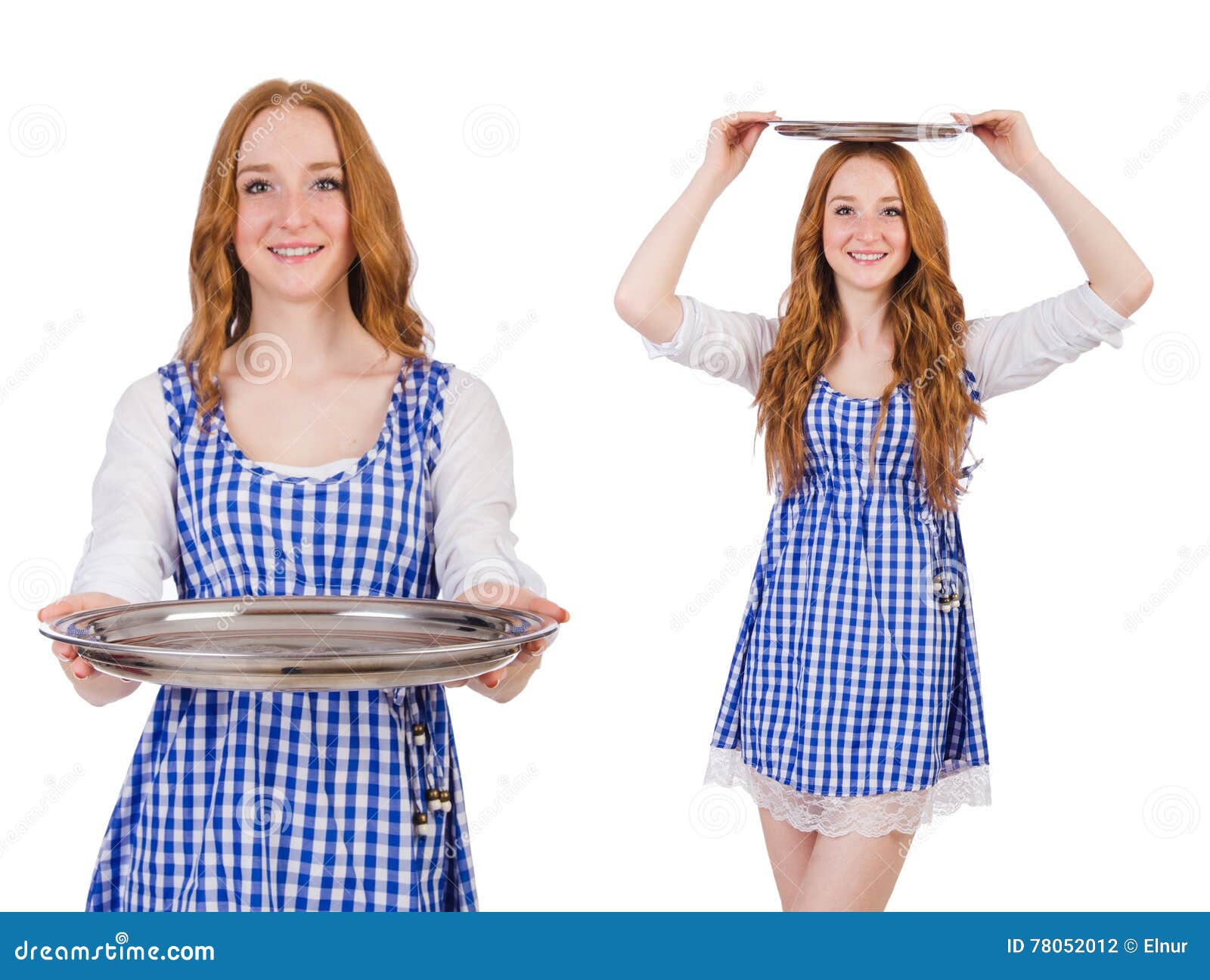 The Nice Attractive Waitress Isolated on the White Stock Photo - Image ...