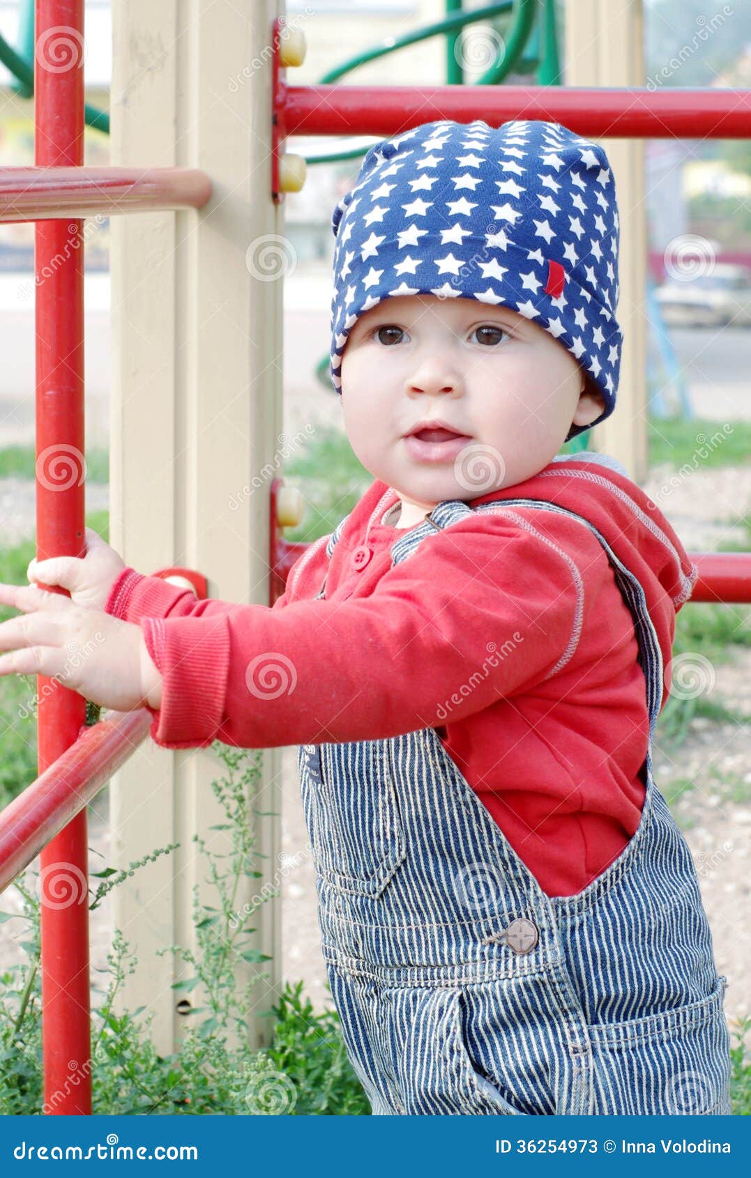 Nice baby on playground stock image. Image of lucky, months - 36254973