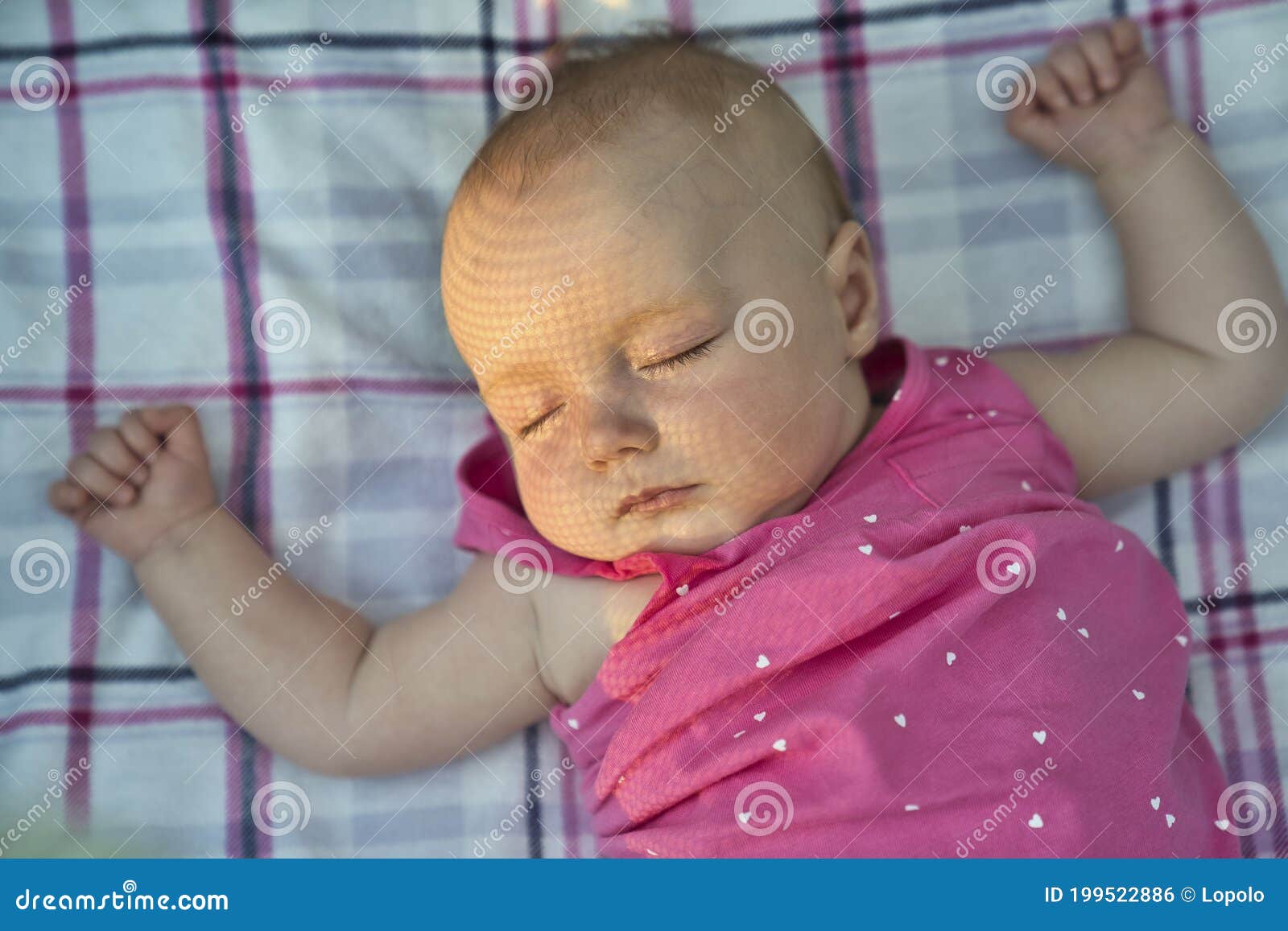 Baby Sleeping Outside on the Bed Stock Photo - Image of beautiful, baby ...