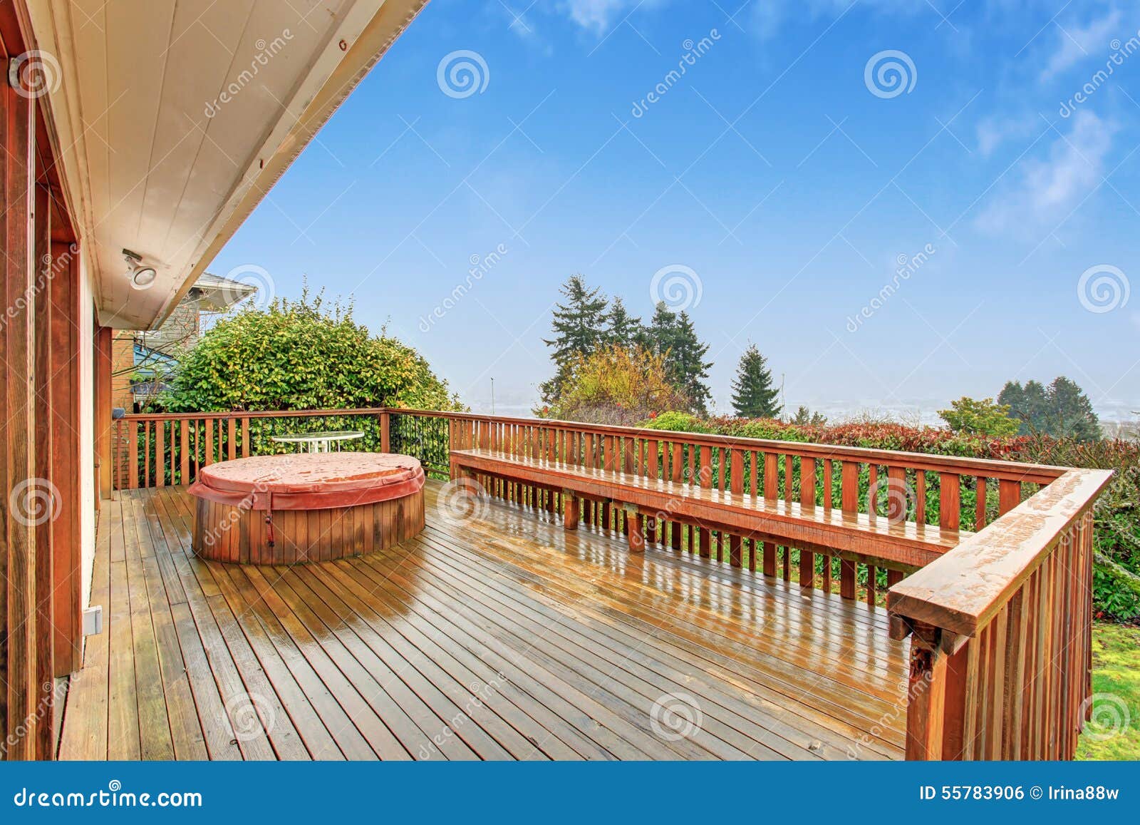Nice Back Deck with a View. Stock Photo - Image of view, green: 55783906
