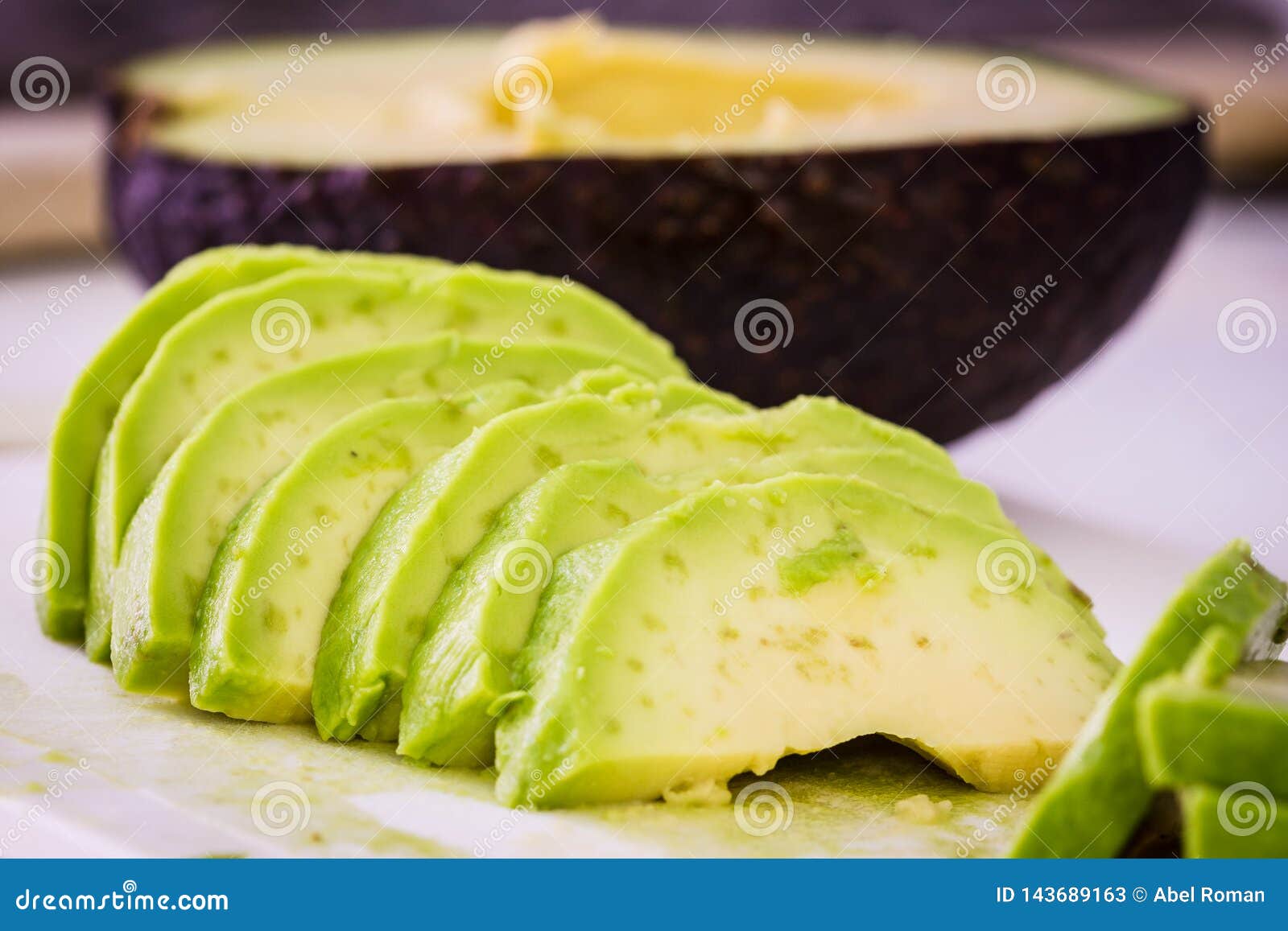 Slices of avocado stock image. Image of pieces, appetizer - 143689163