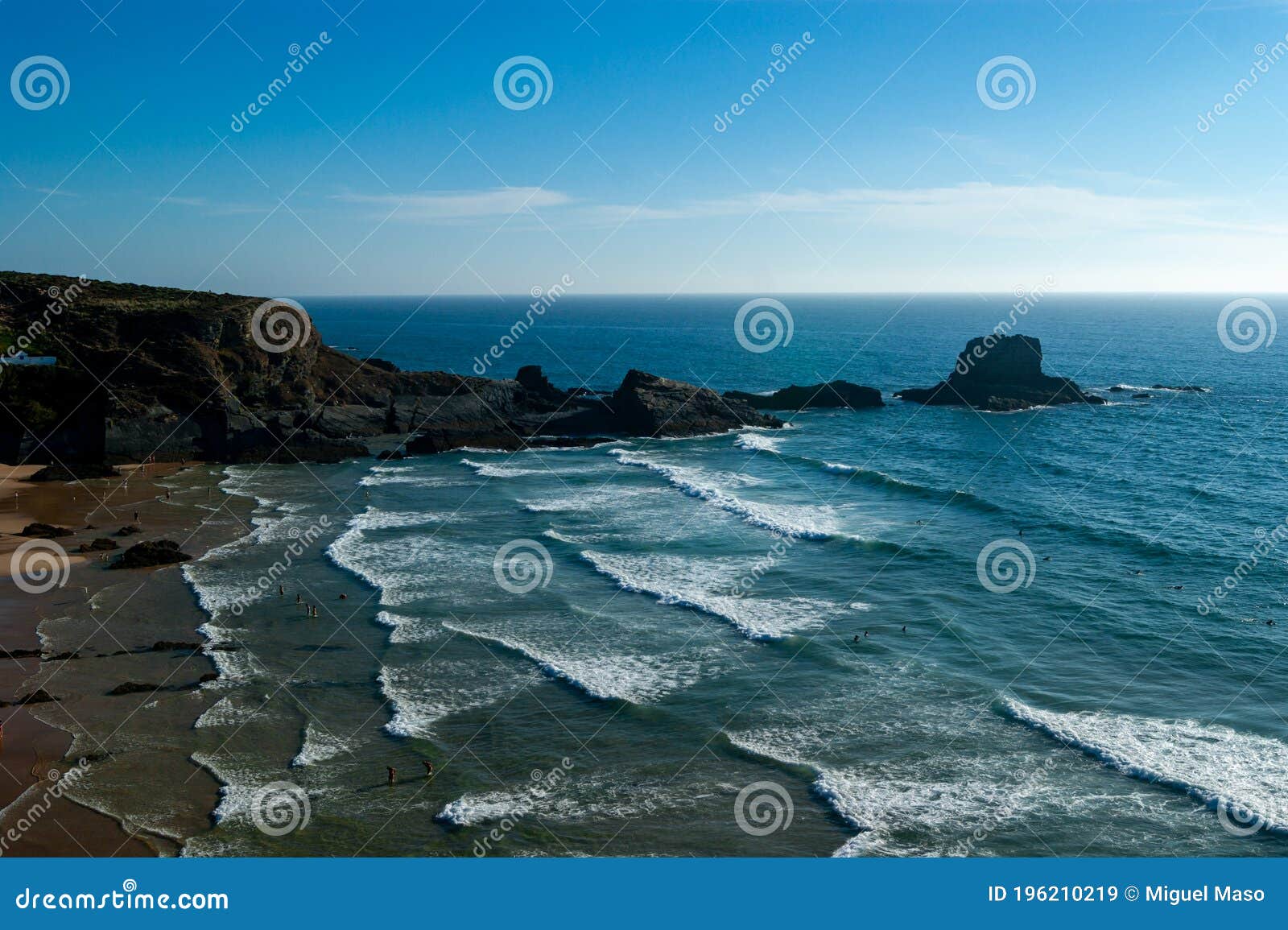 Nice Beach with Lots of Waves and People Surfing Stock Image - Image of ...
