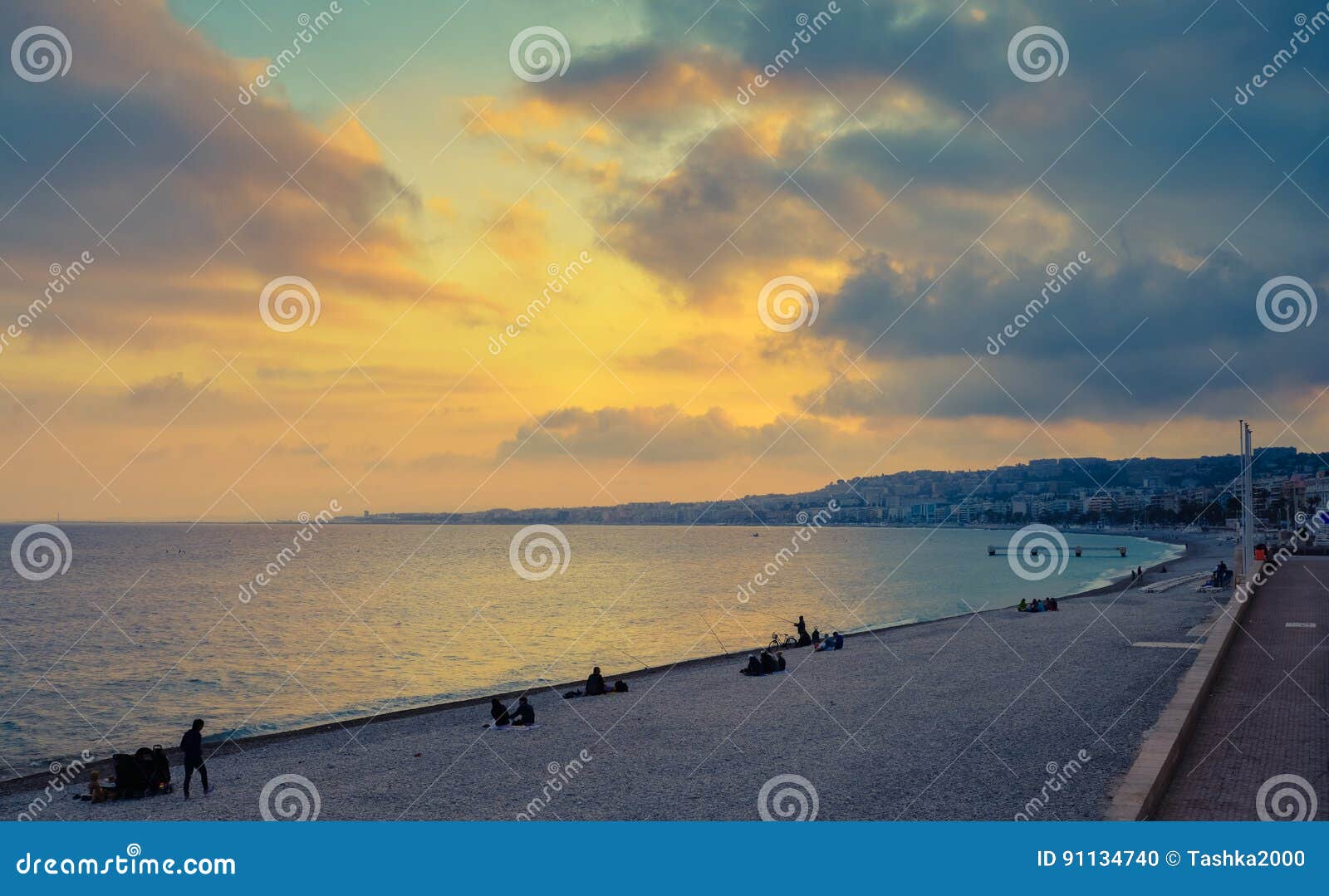 Nice beach at sunset editorial image. Image of summer - 91134740