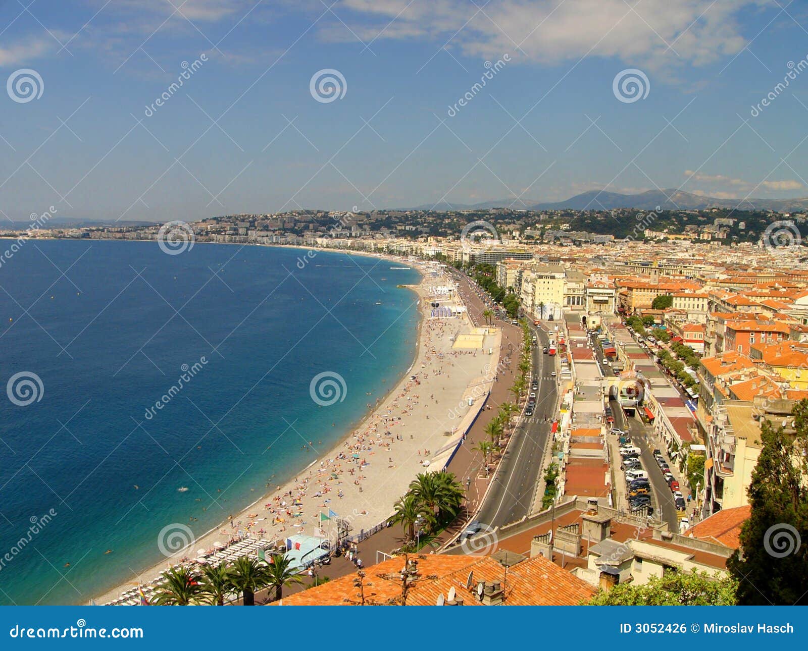 Nice beach and town. stock photo. Image of french, blue - 3052426