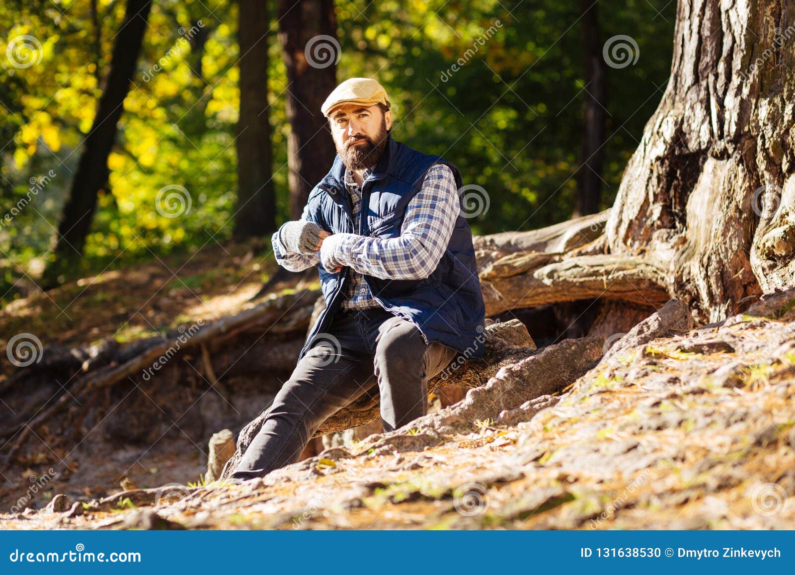 Nice Bearded Man Being in the Forest Stock Photo - Image of autumn ...