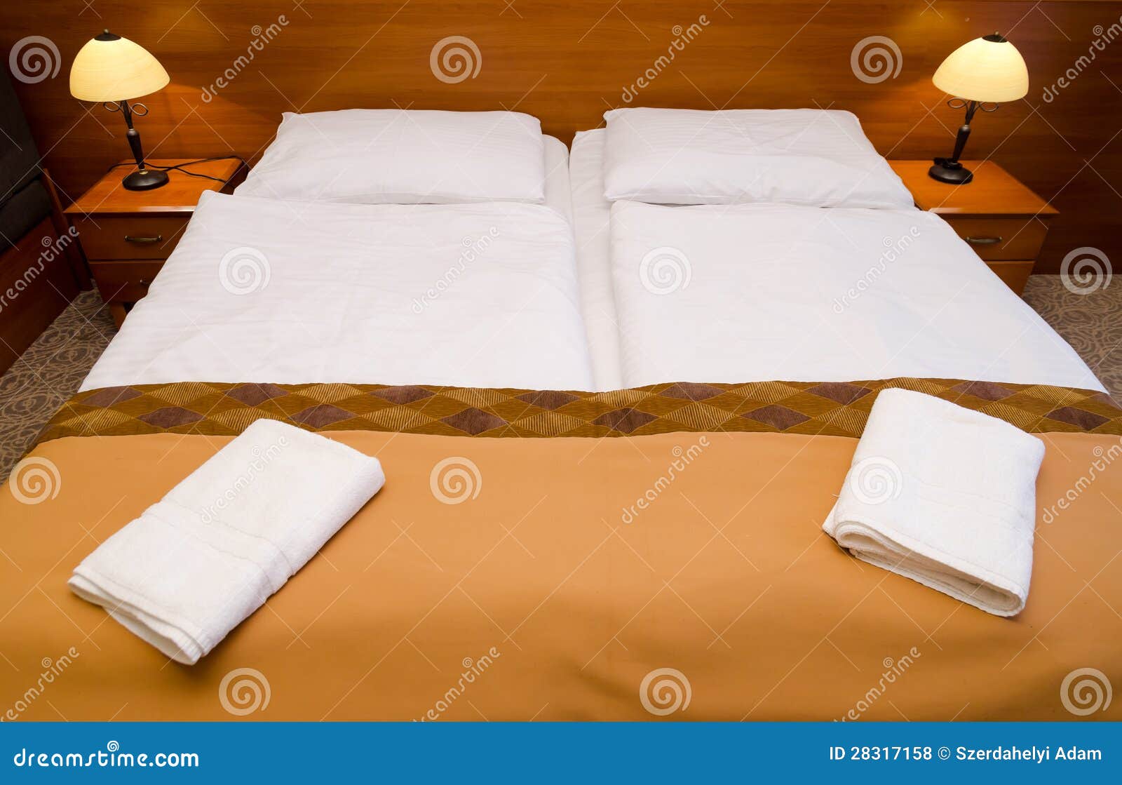 Nice bed in hotel stock photo. Image of luxury, double - 28317158