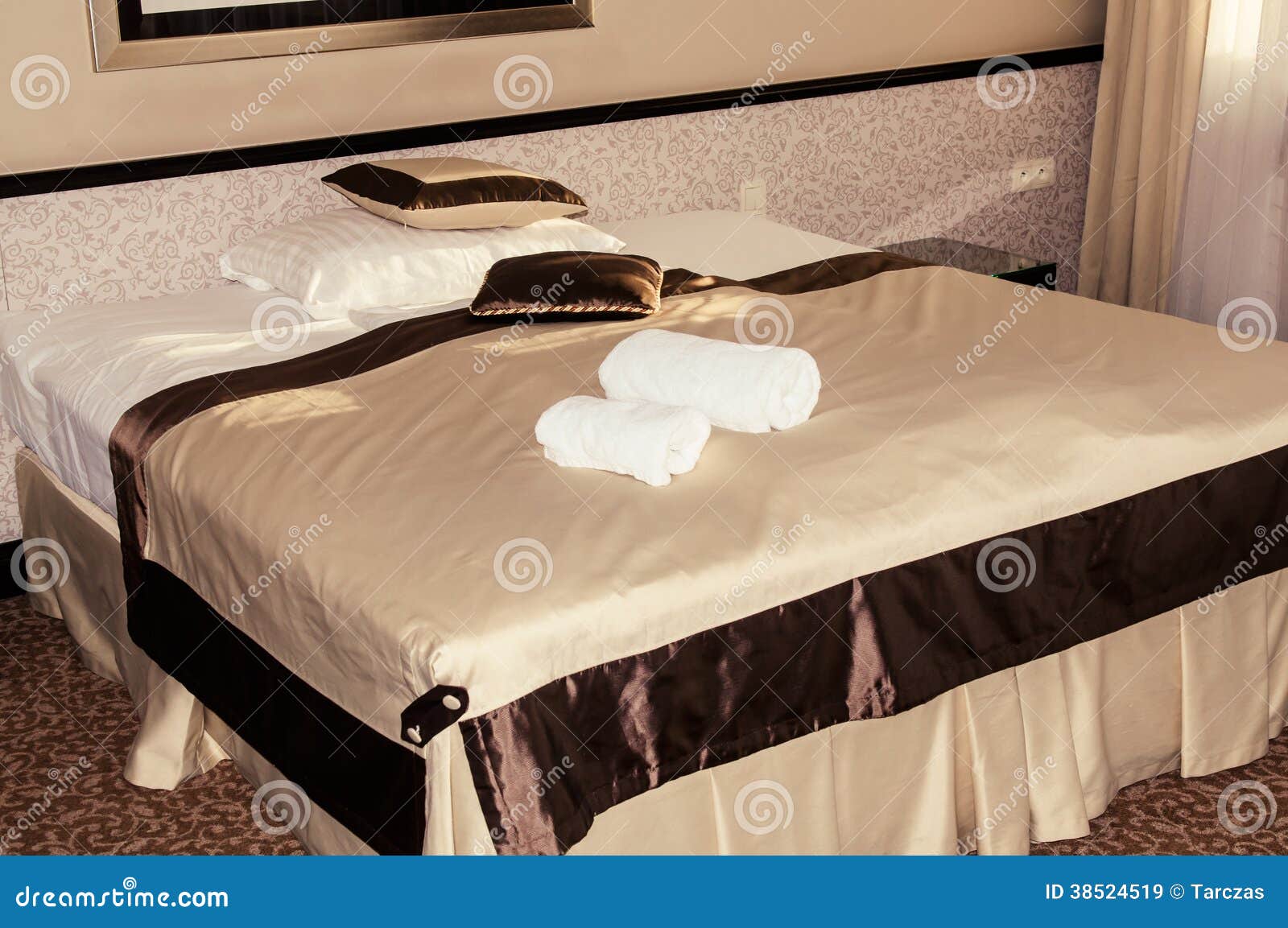 Nice Bed in Typical Contemporary Setting Stock Image - Image of design ...