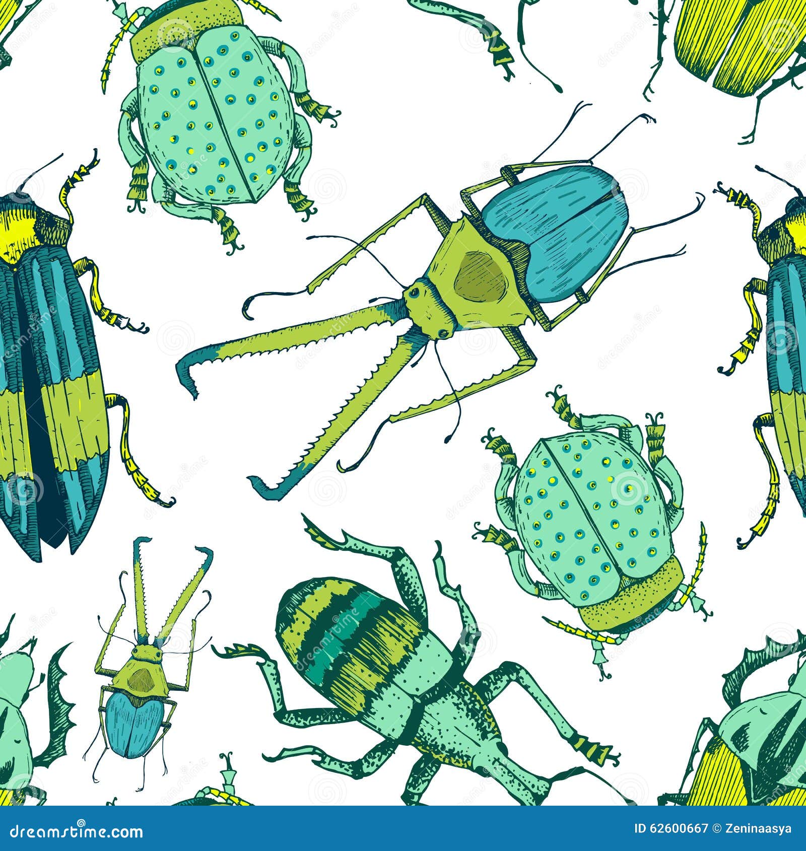 Nice beetle pattern stock vector. Illustration of drawing - 62600667