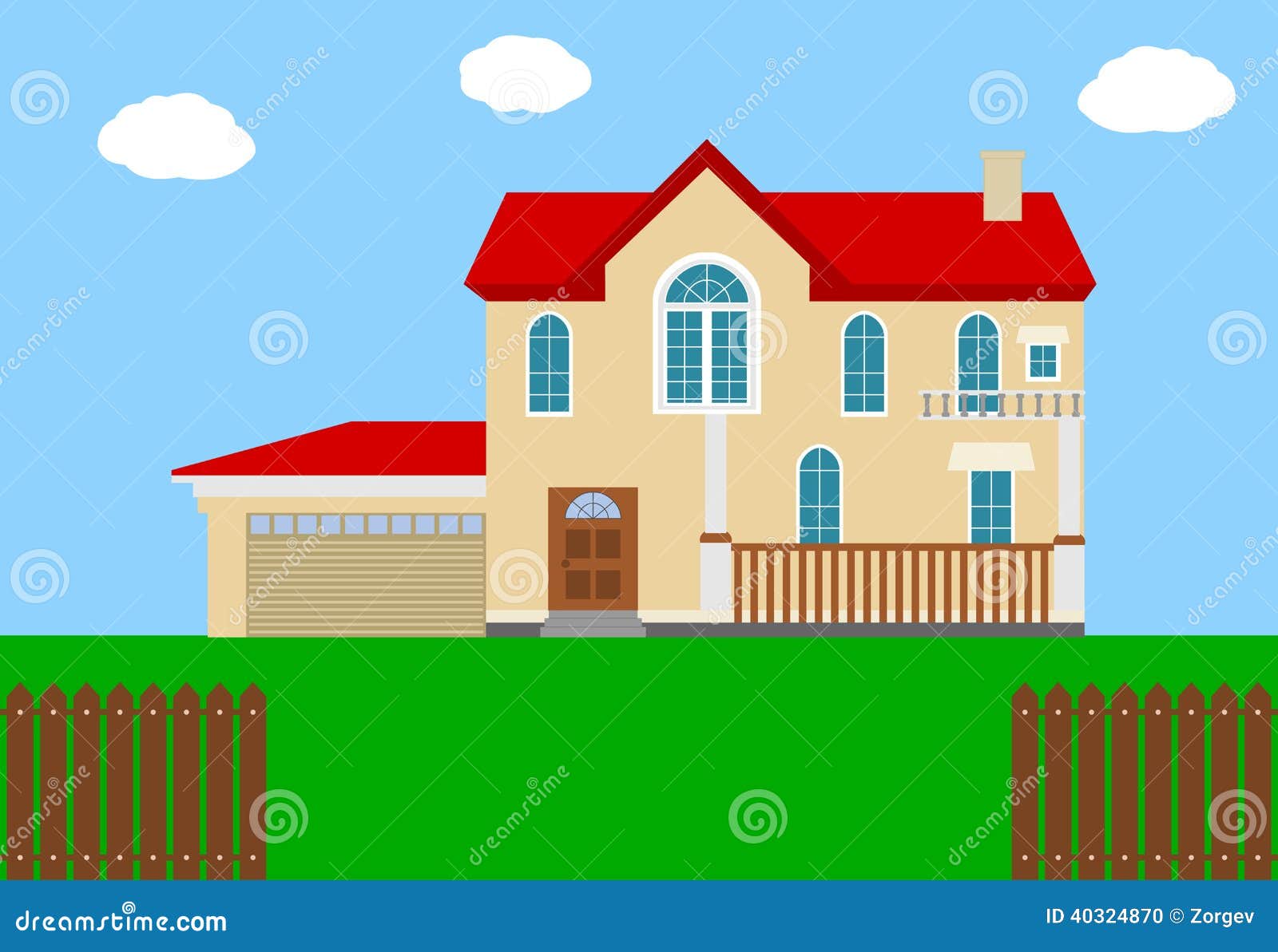 A Nice Big House Realistic with Garden Stock Illustration ...